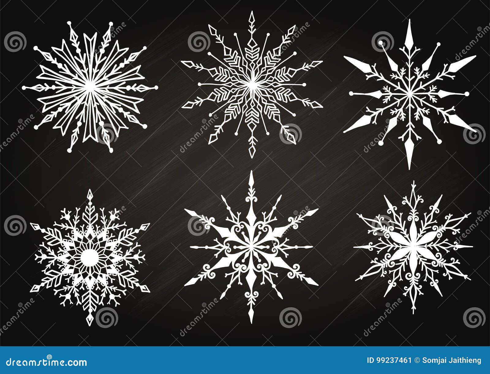 Hand Drawn Snowflakes on Chalkboard for Design Element. Stock Vector ...