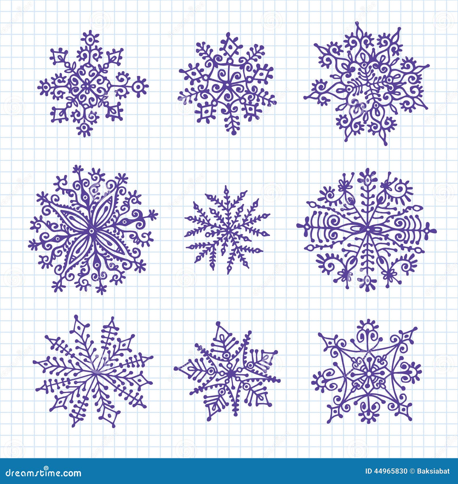 Hand drawn snowflakes. stock vector. Illustration of holiday - 44965830