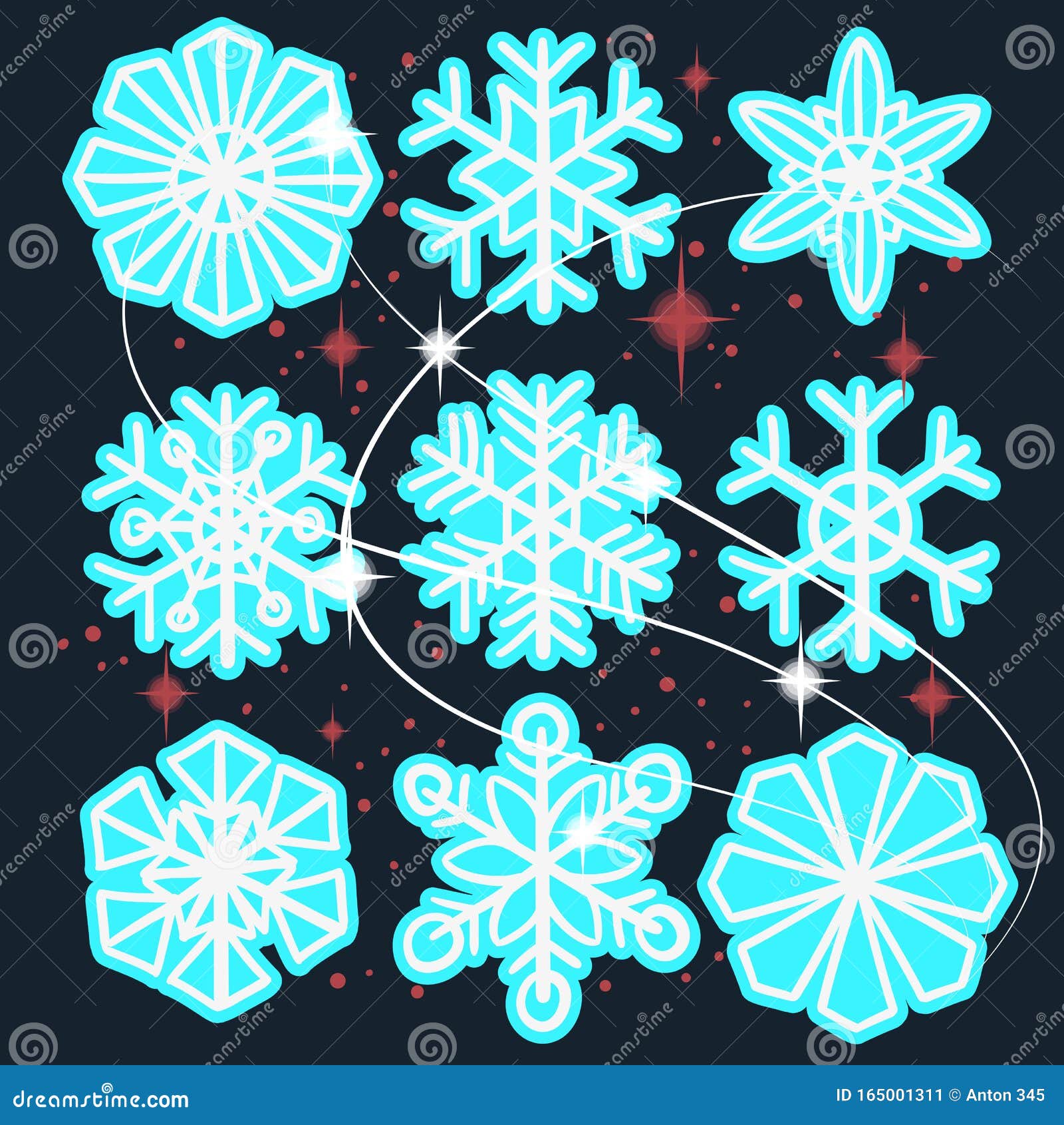 Hand Drawn Snowflakes Snow Vector Set Collections Illustrations. Stock ...