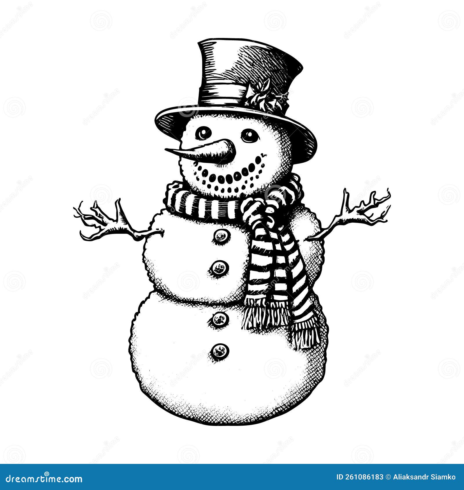 Hand drawn snowman stock vector. Illustration of family - 261086183