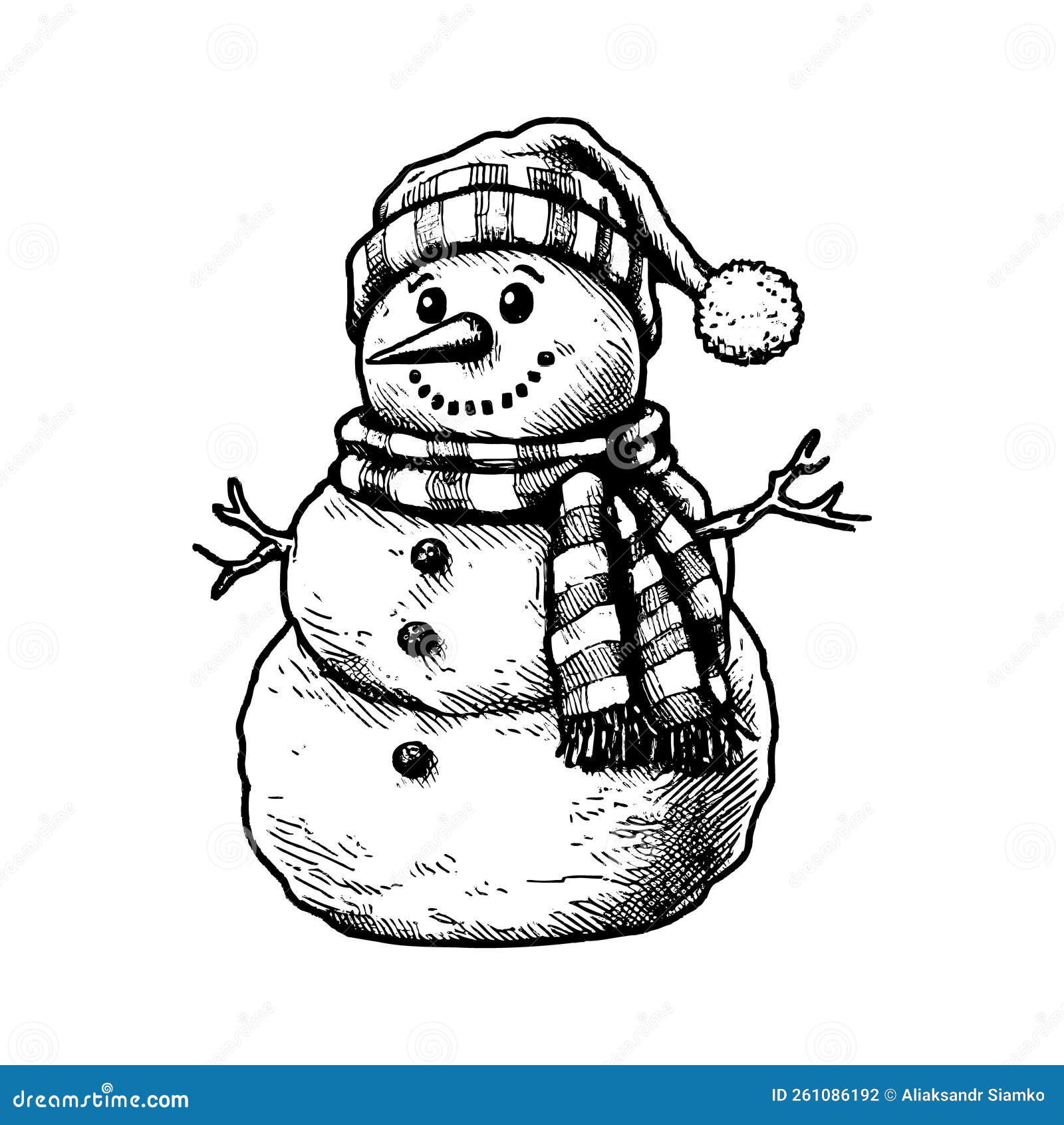 Hand drawn snowman stock vector. Illustration of sculpture - 261086192