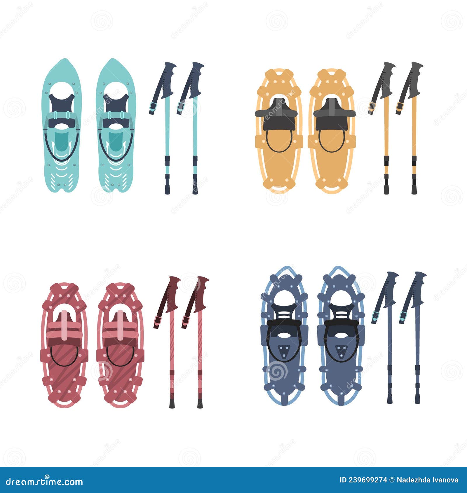 Hand Drawn Snowshoes Set Vector Illustration. Stock Vector ...