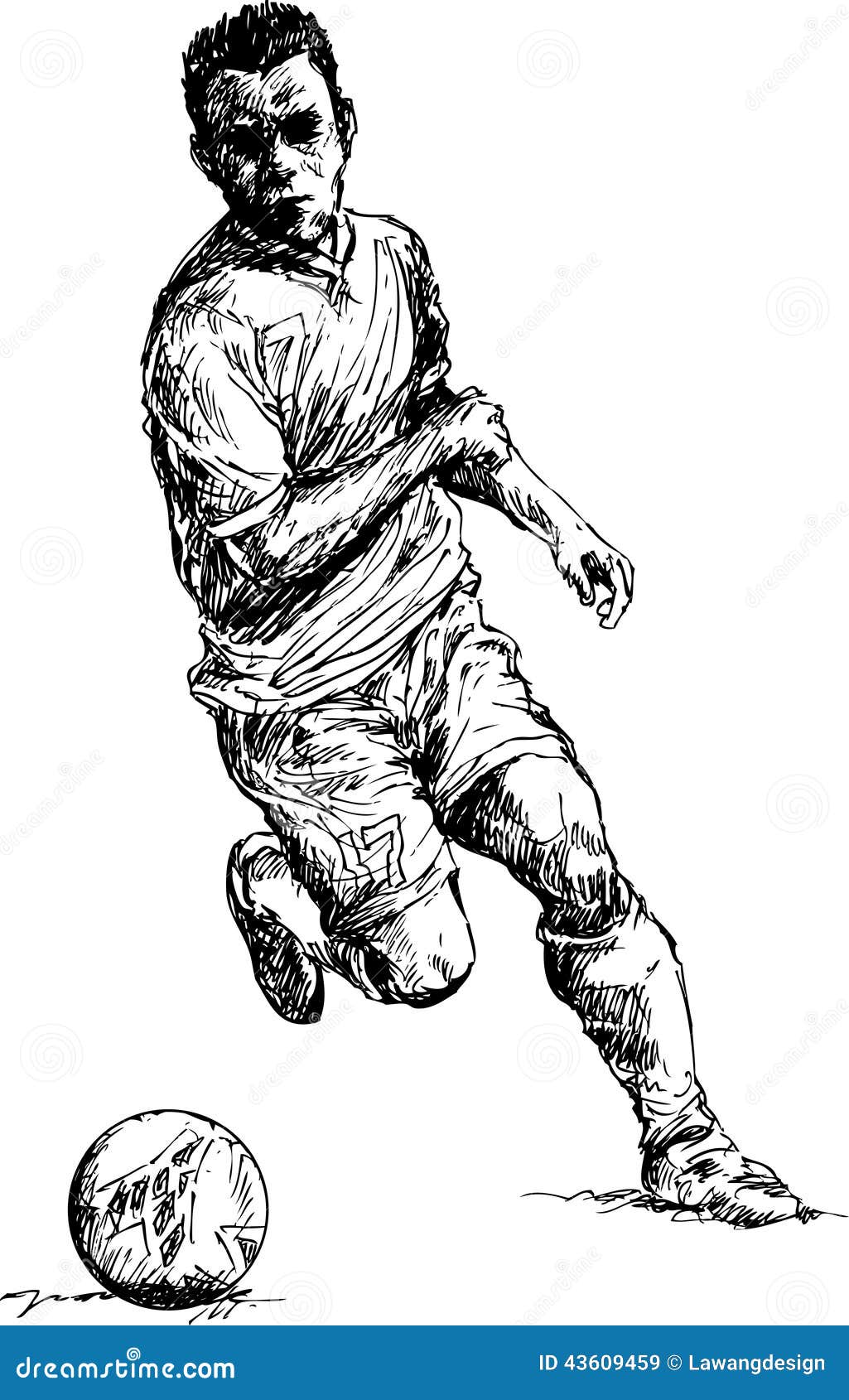 Hand Drawn Soccer Ball Player Stock Vector - Illustration of fooball ...