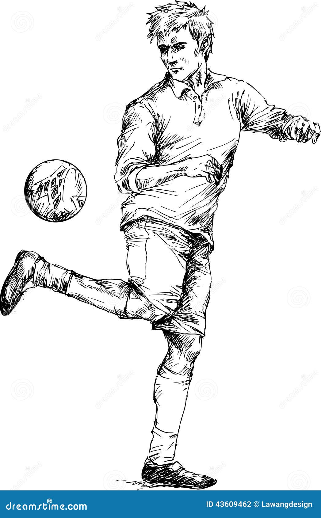 Hand Drawn Soccer Ball Player Stock Vector - Illustration of ...
