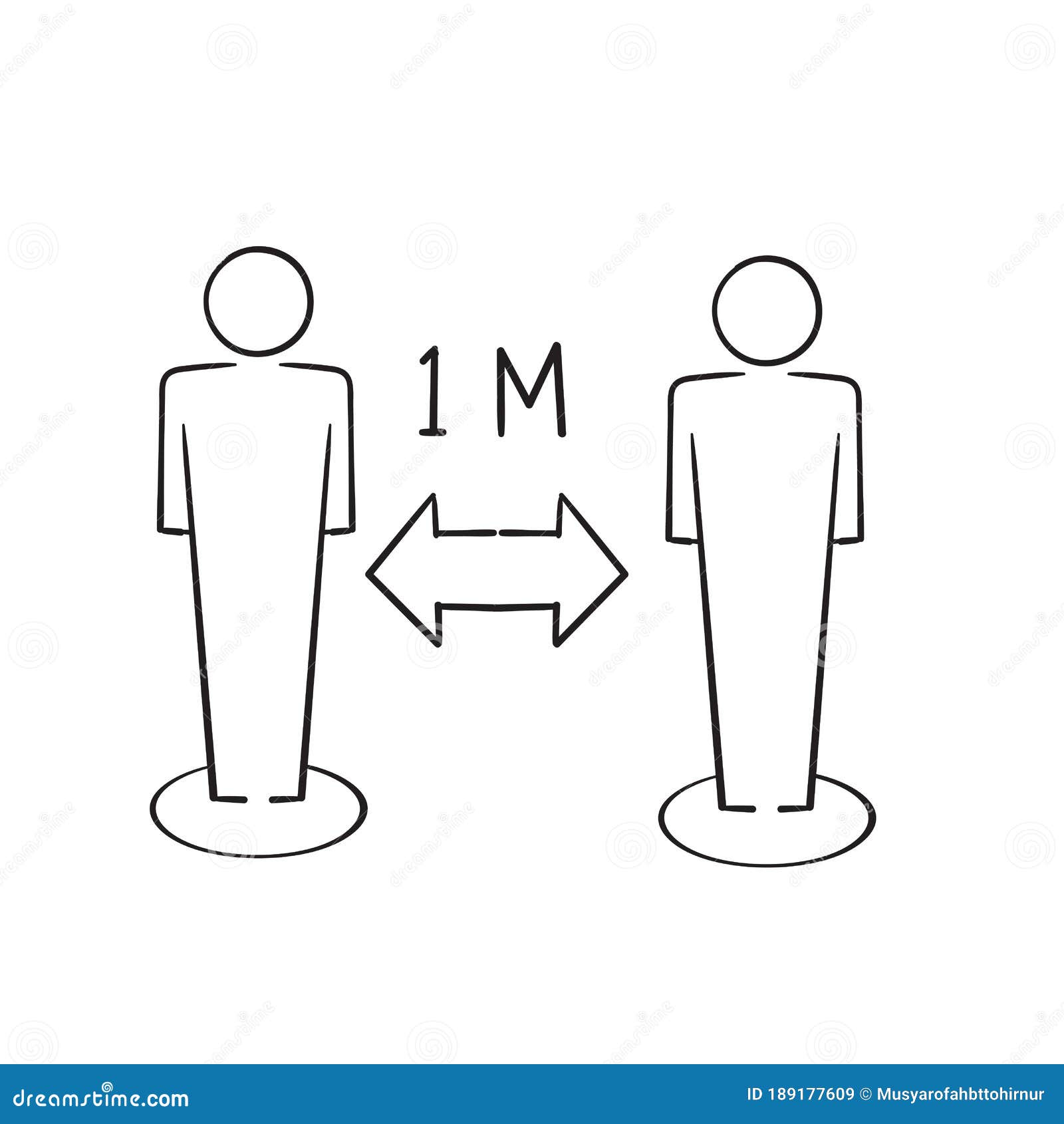 Hand Drawn Social Distancing Icon Vector Illustration Doodle Stock ...