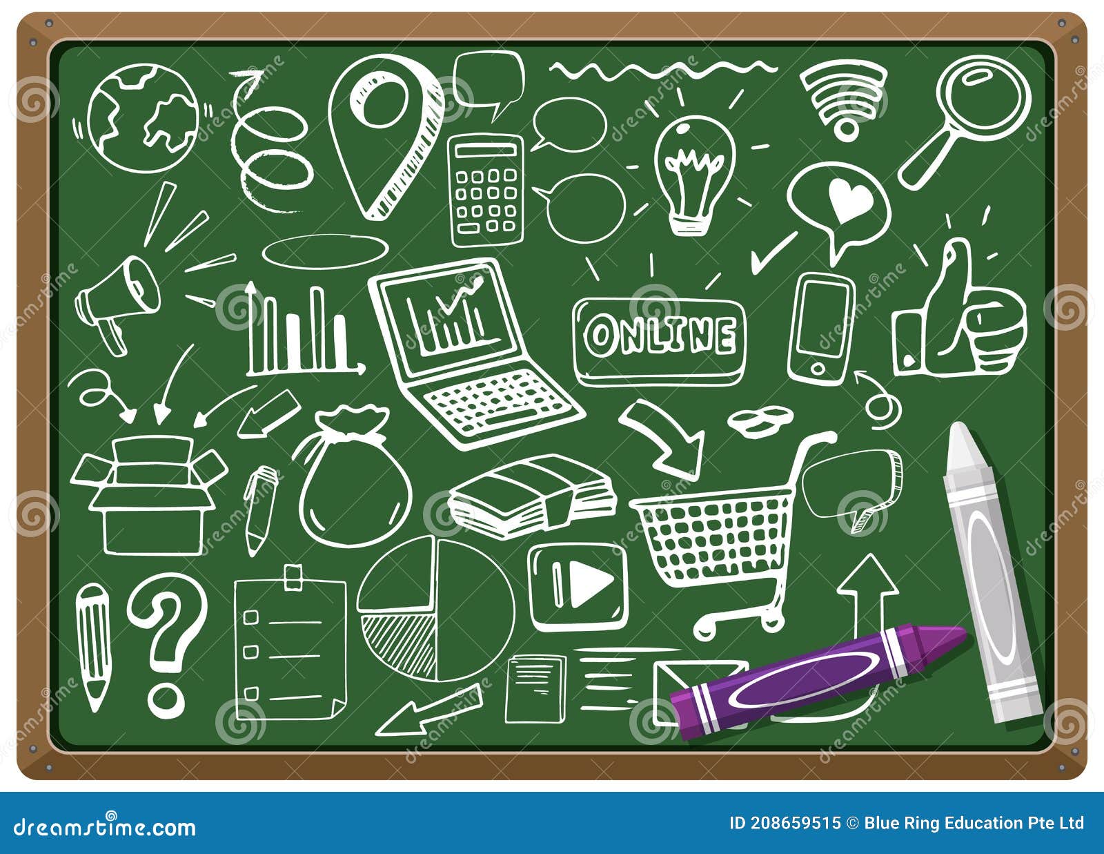 Hand Drawn Social Element on Chalkboard Stock Vector - Illustration of ...