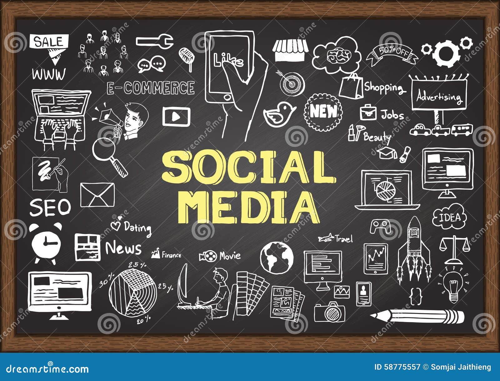 Hand Drawn about SOCIAL MEDIA on Chalkboard Stock Vector - Illustration ...