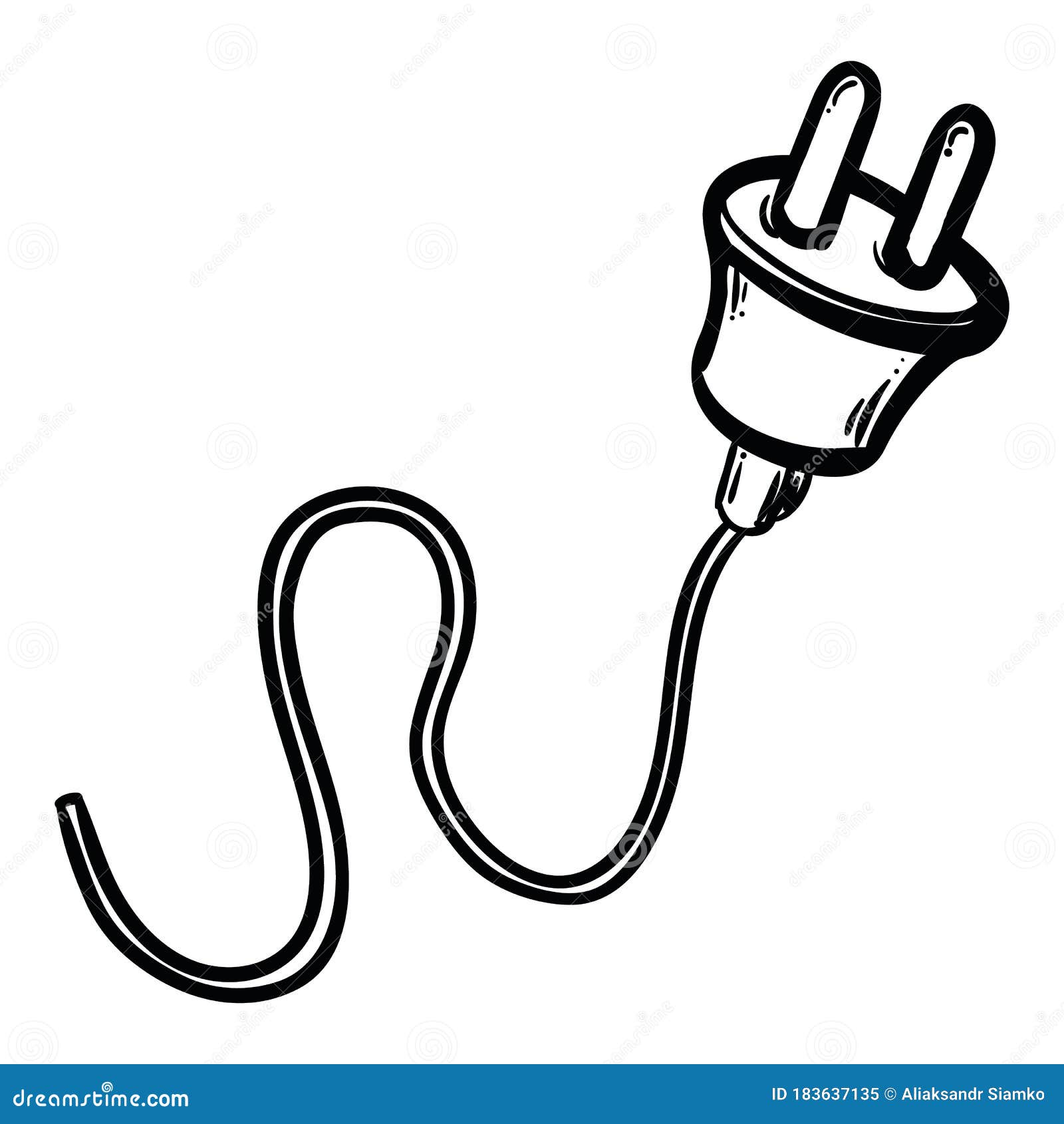 Hand Drawn Socket Icon. Sign or Symbol Isolated on White Background ...