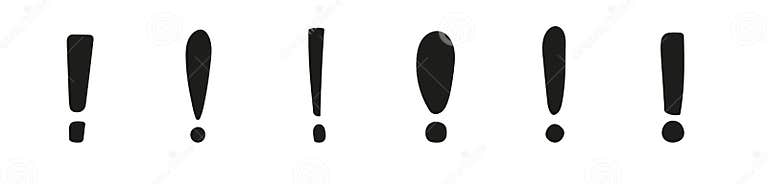 Hand Drawn Solid Exclamation Mark. Black Silhouette Exclamation Mark ...