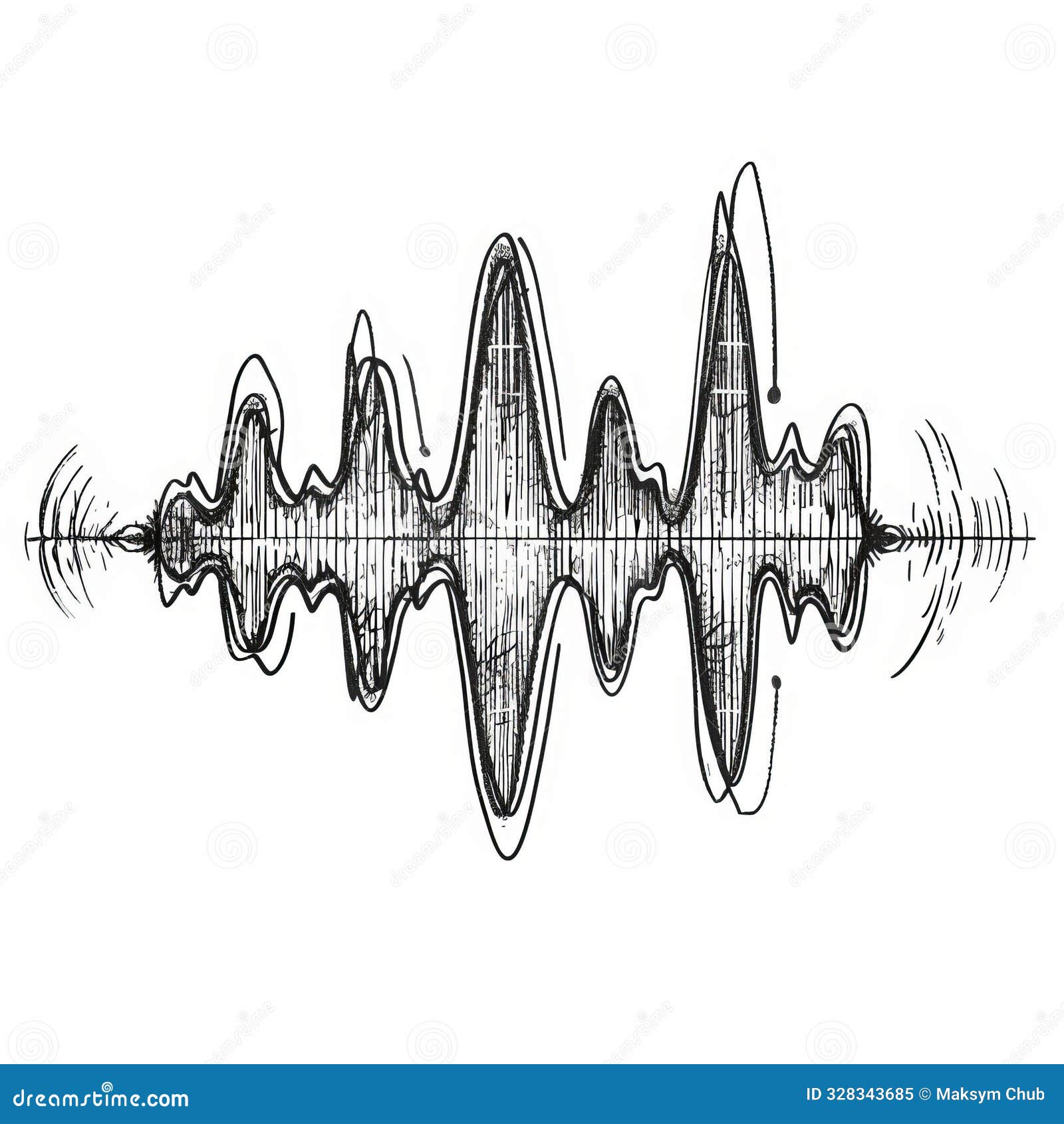 Hand-Drawn Sound Wave Pattern with Jagged Peaks and Valleys on White ...