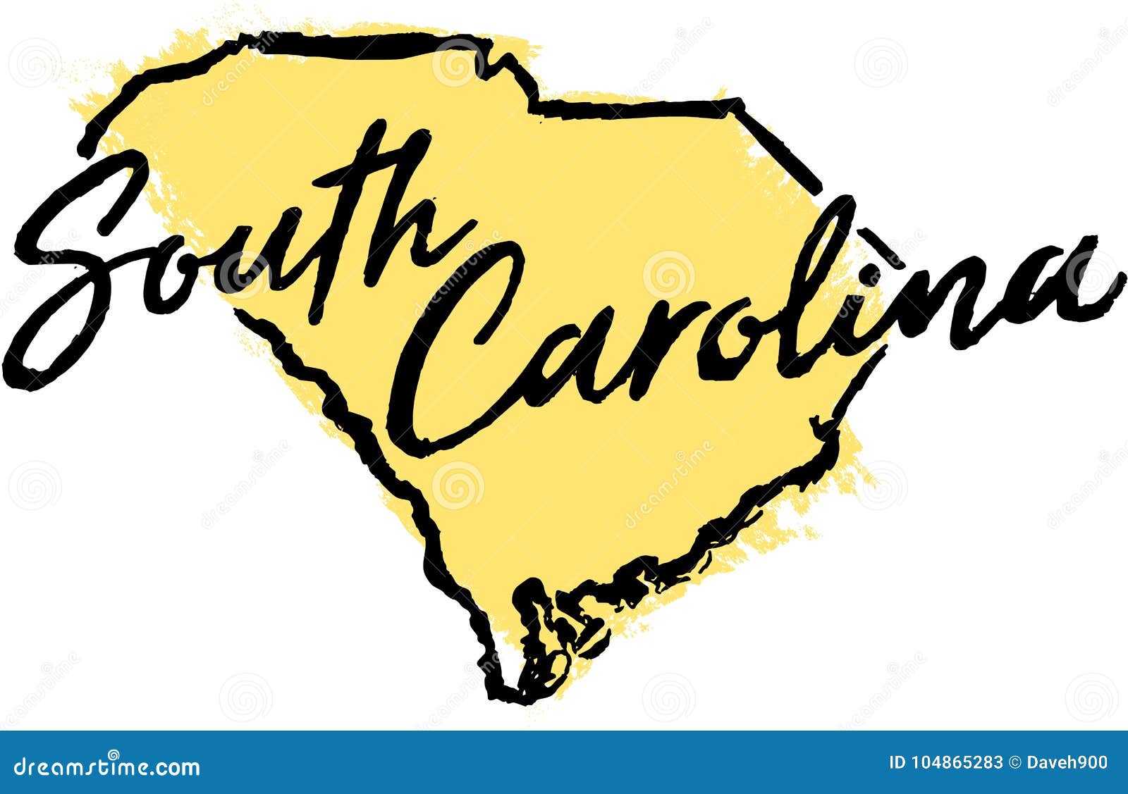 Hand Drawn South Carolina State Design Stock Vector - Illustration of ...