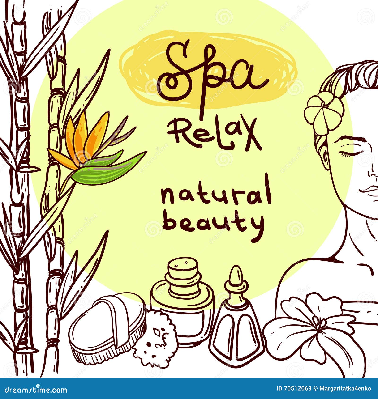 Hand drawn spa stock vector. Illustration of face, health - 70512068