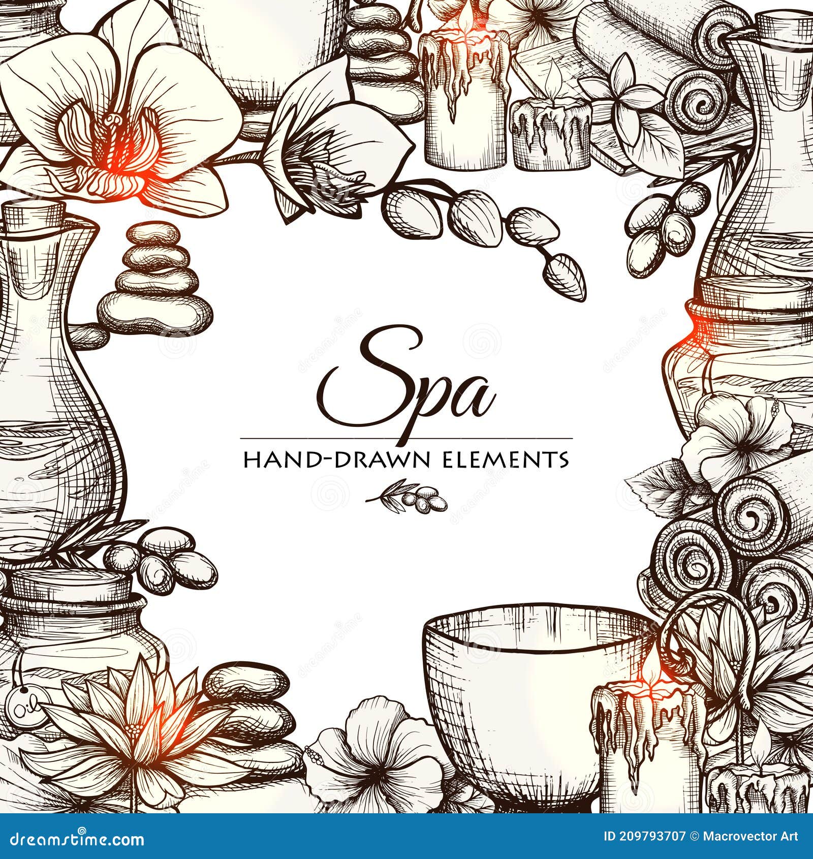 Hand Drawn Spa Frame stock vector. Illustration of layout - 209793707