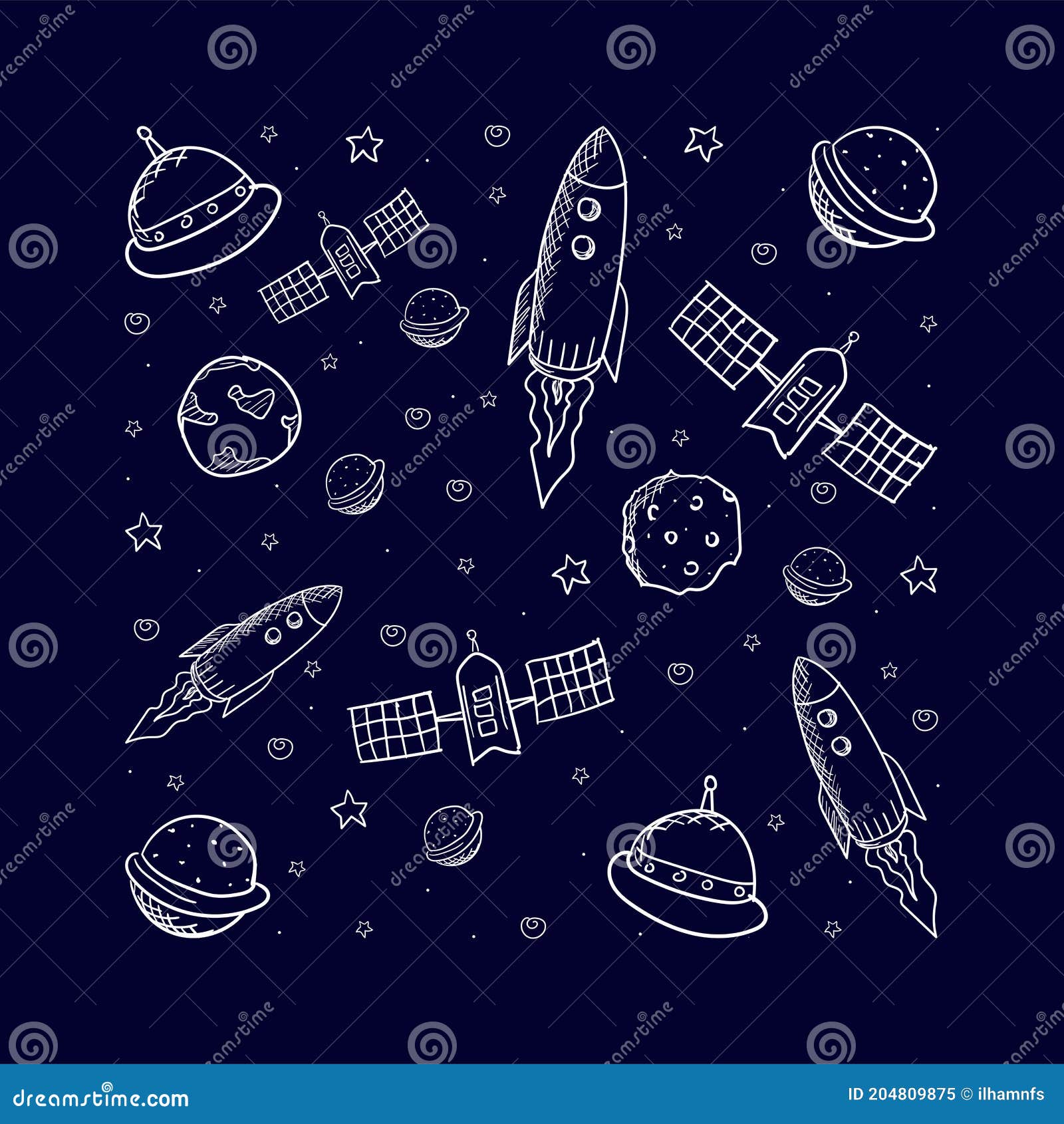 Hand drawn space element stock vector. Illustration of cartoon - 204809875