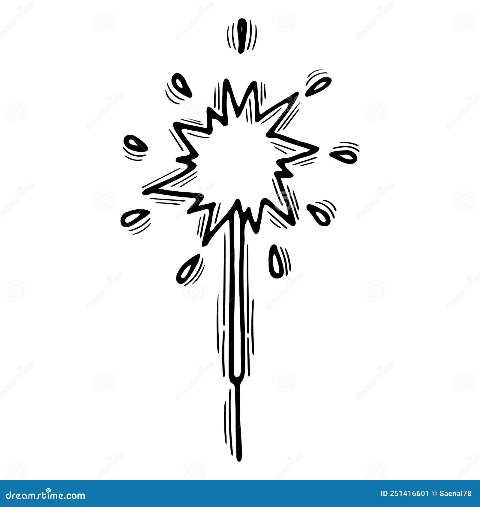 Hand Drawn Sparkler. Doodle Firework, Firecracker, Petard Stock Vector ...