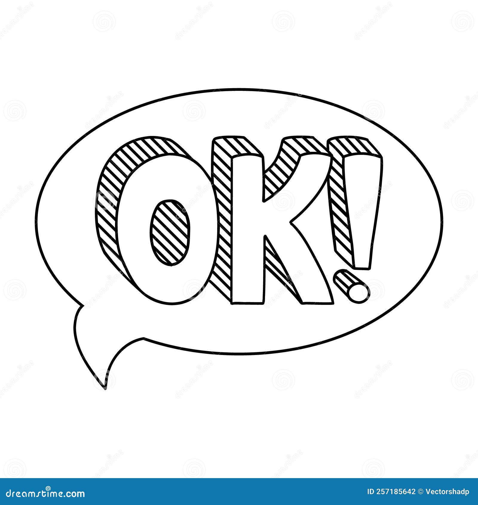Hand Drawn Speech Bubble Element with OK Text. Doodle Vector Sticker ...