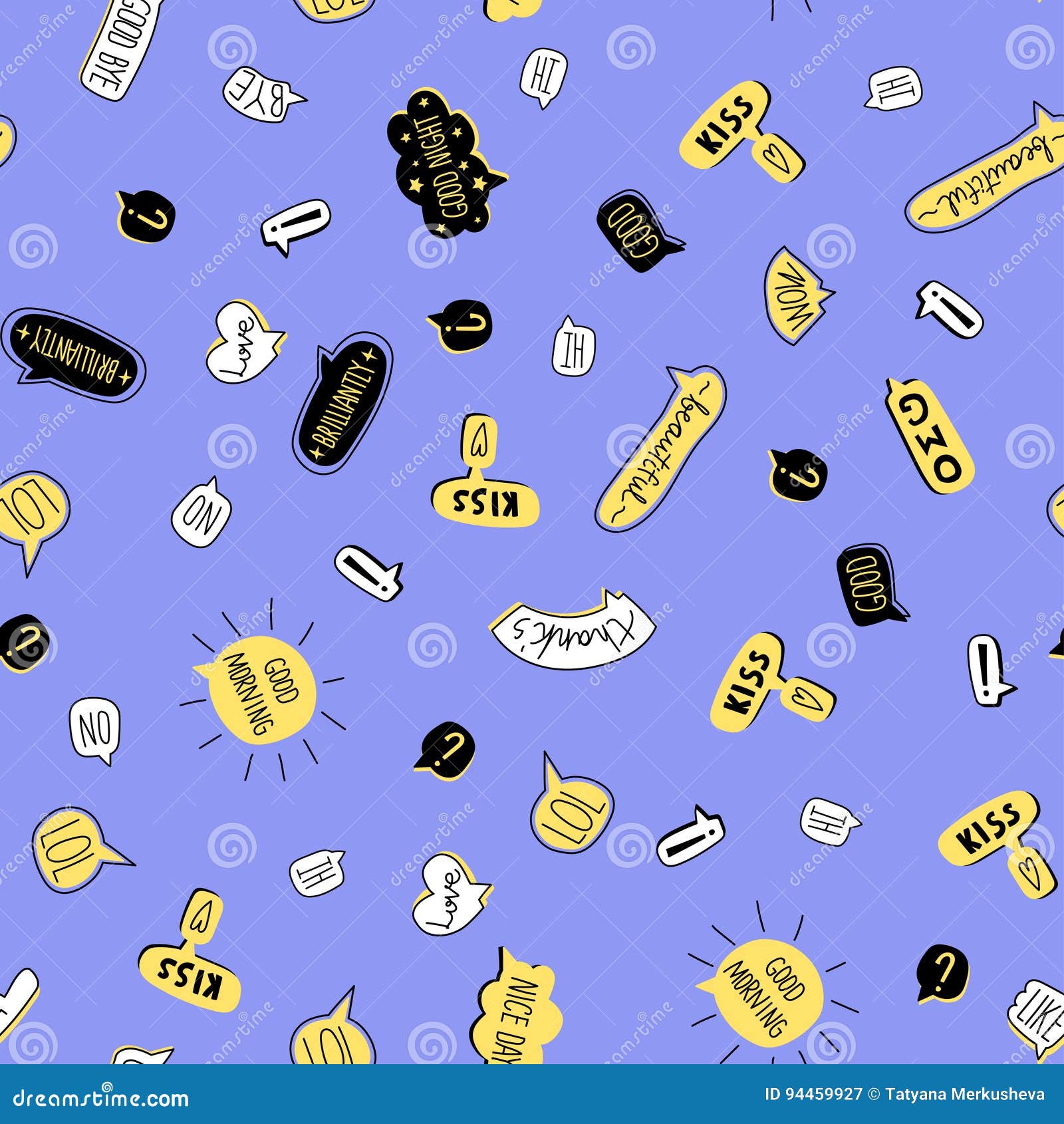 Hand-drawn Speech Bubble Seamless Pattern. Vector Illustration ...