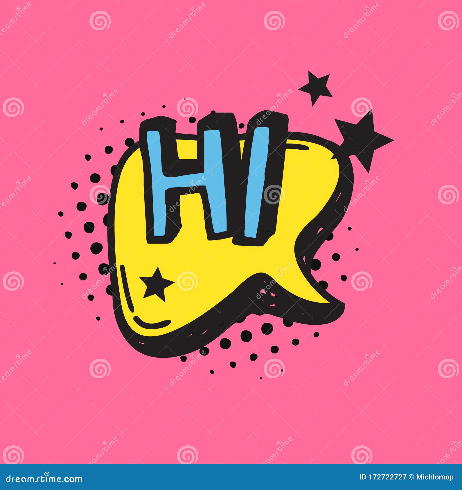 Hand Drawn Speech Bubble with Text on Pink Background and Halftone ...