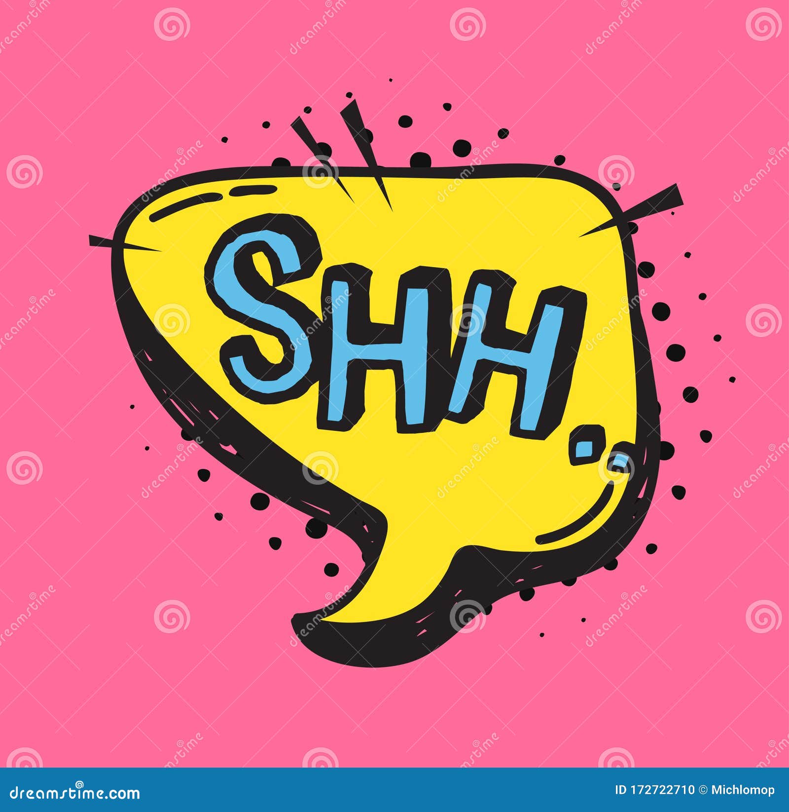 Hand Drawn Speech Bubble with Text on Pink Background and Halftone ...