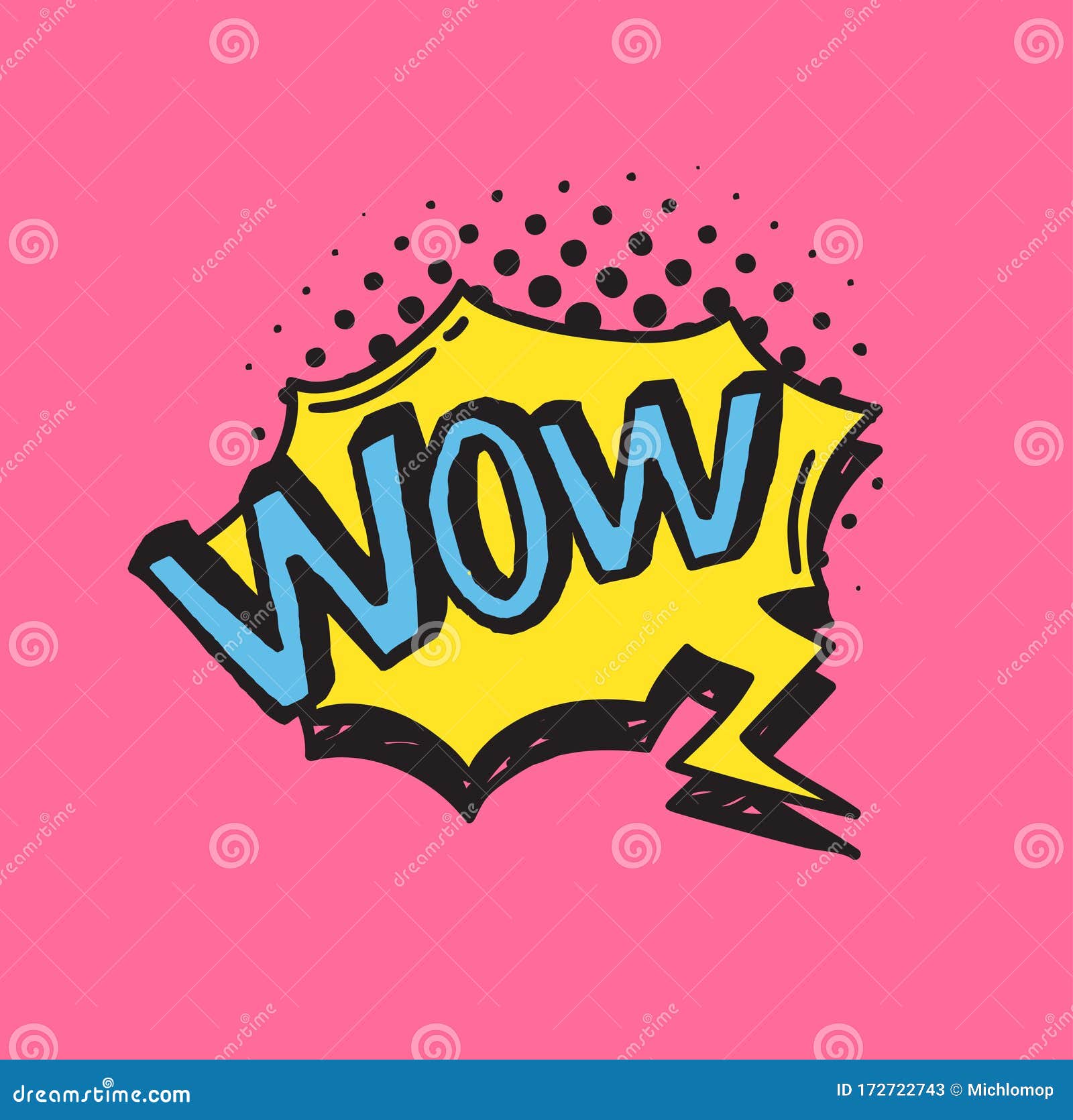 Hand Drawn Speech Bubble with Text on Pink Background and Halftone ...