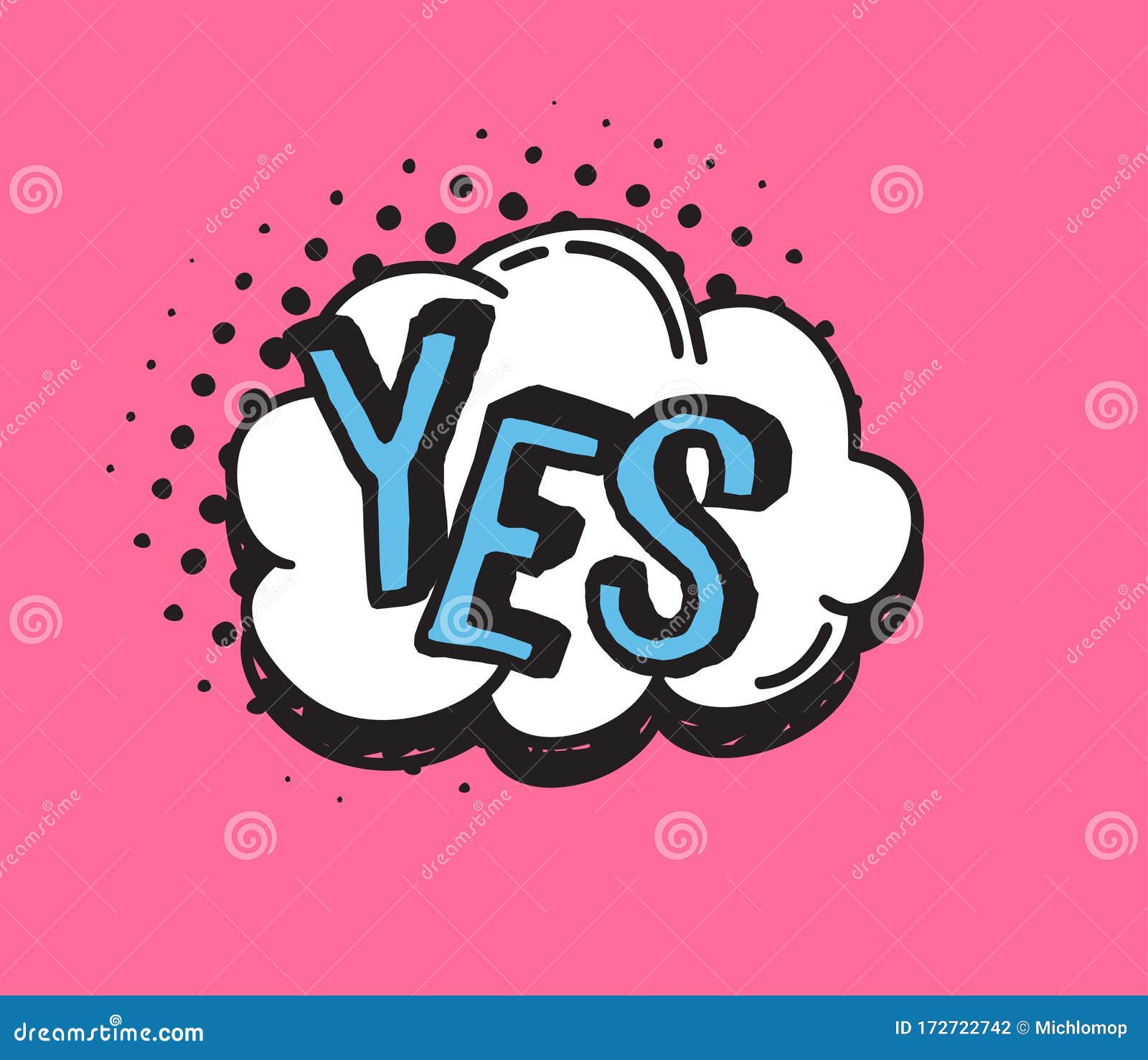 Hand Drawn Speech Bubble with Text on Pink Background and Halftone ...