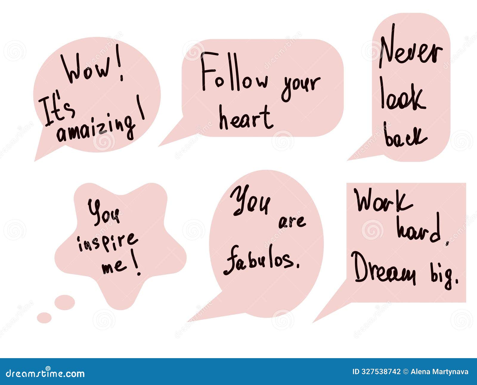 Hand-drawn Speech Bubbles, Phrases. Speech Bubbles with Compliments ...