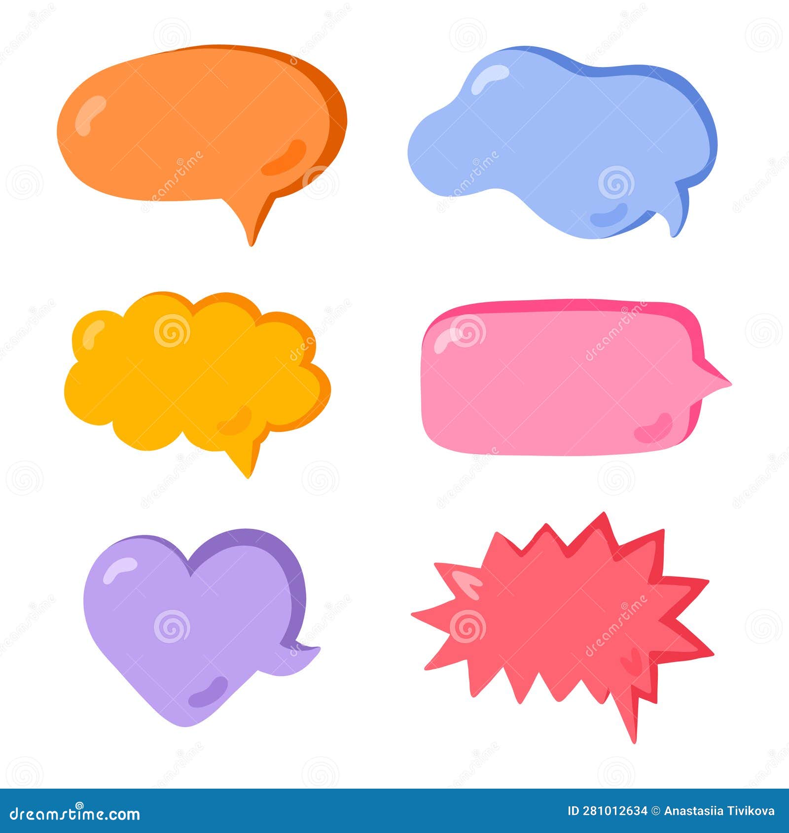 Hand Drawn Speech Bubbles Set. Empty Online Chat Clouds in the ...