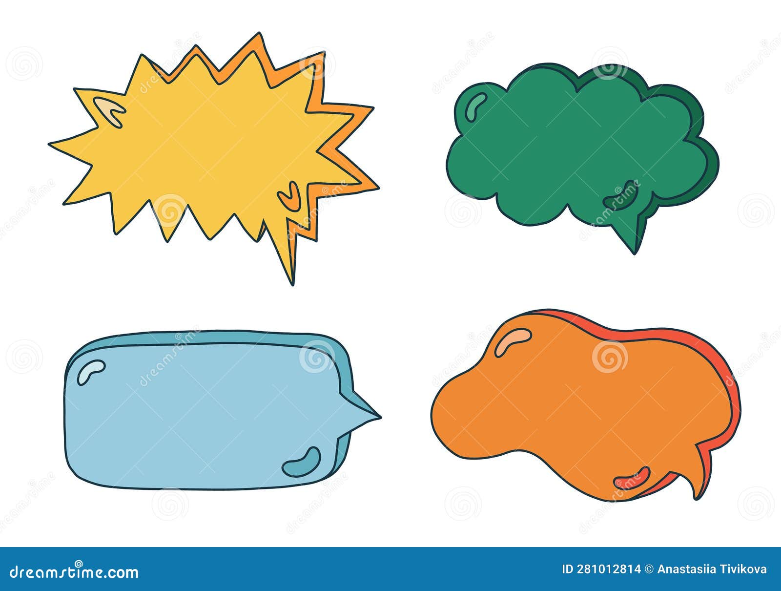 Hand Drawn Speech Bubbles Set. Empty Online Chat Clouds in the ...