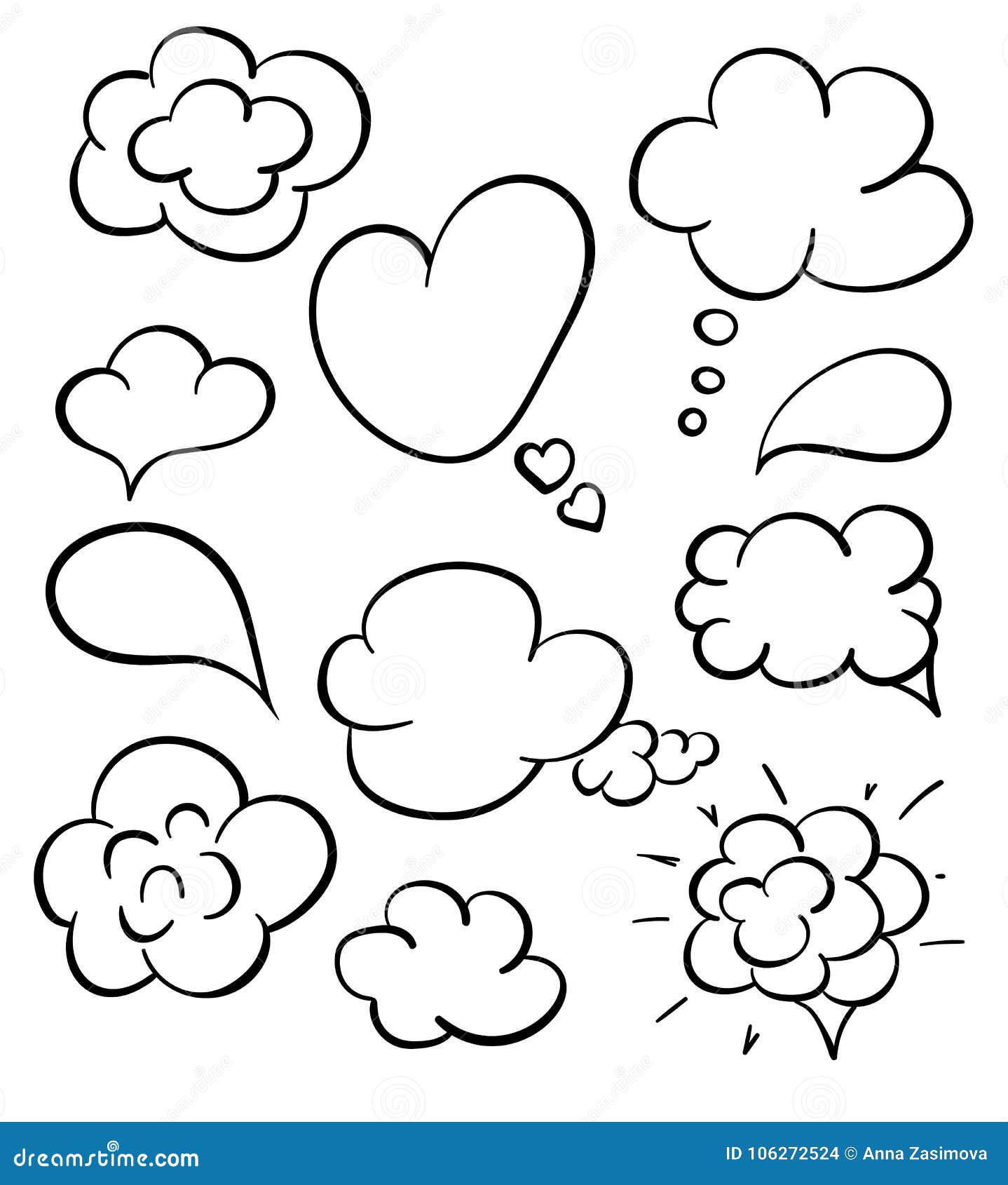 Hand Drawn Speech Bubbles Set Isolated on White. Sketch Speech Bubbles ... Hand Drawn Speech Bubbles Set Isolated on White. Sketch Speech Bubbles ...