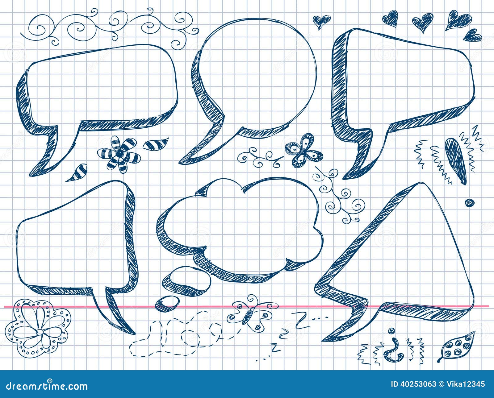 Hand Drawn Speech Bubbles stock vector. Illustration of atrwork - 40253063