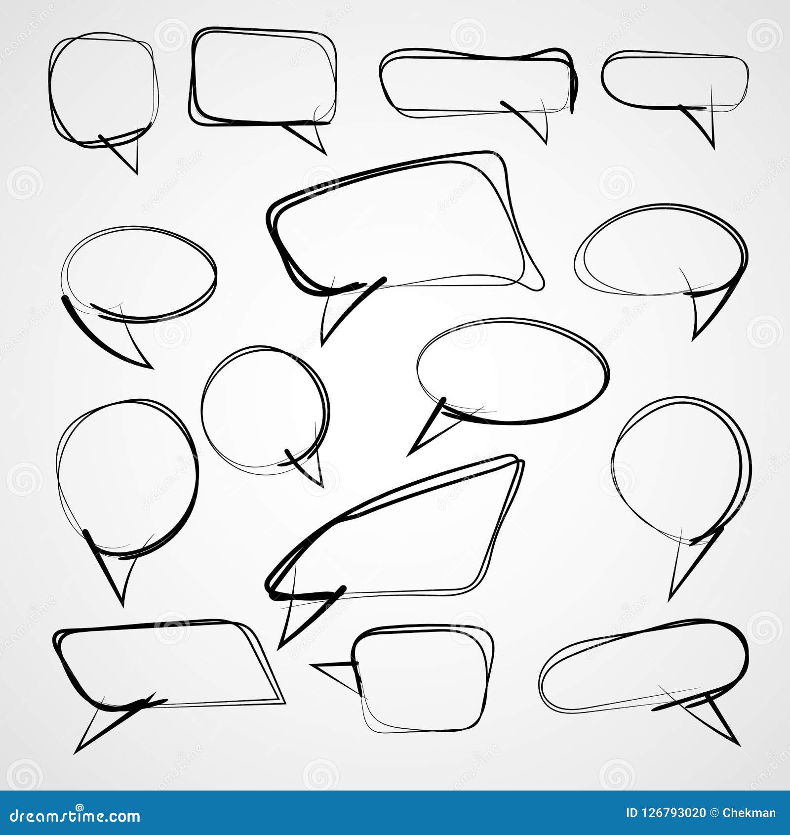 Hand Drawn Speech Bubbles. Vector Illustration Stock Illustration ...