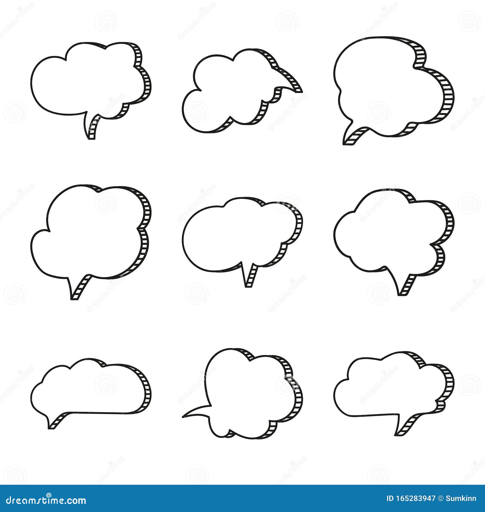 Hand drawn speech bubbles. stock vector. Illustration of bubble - 165283947