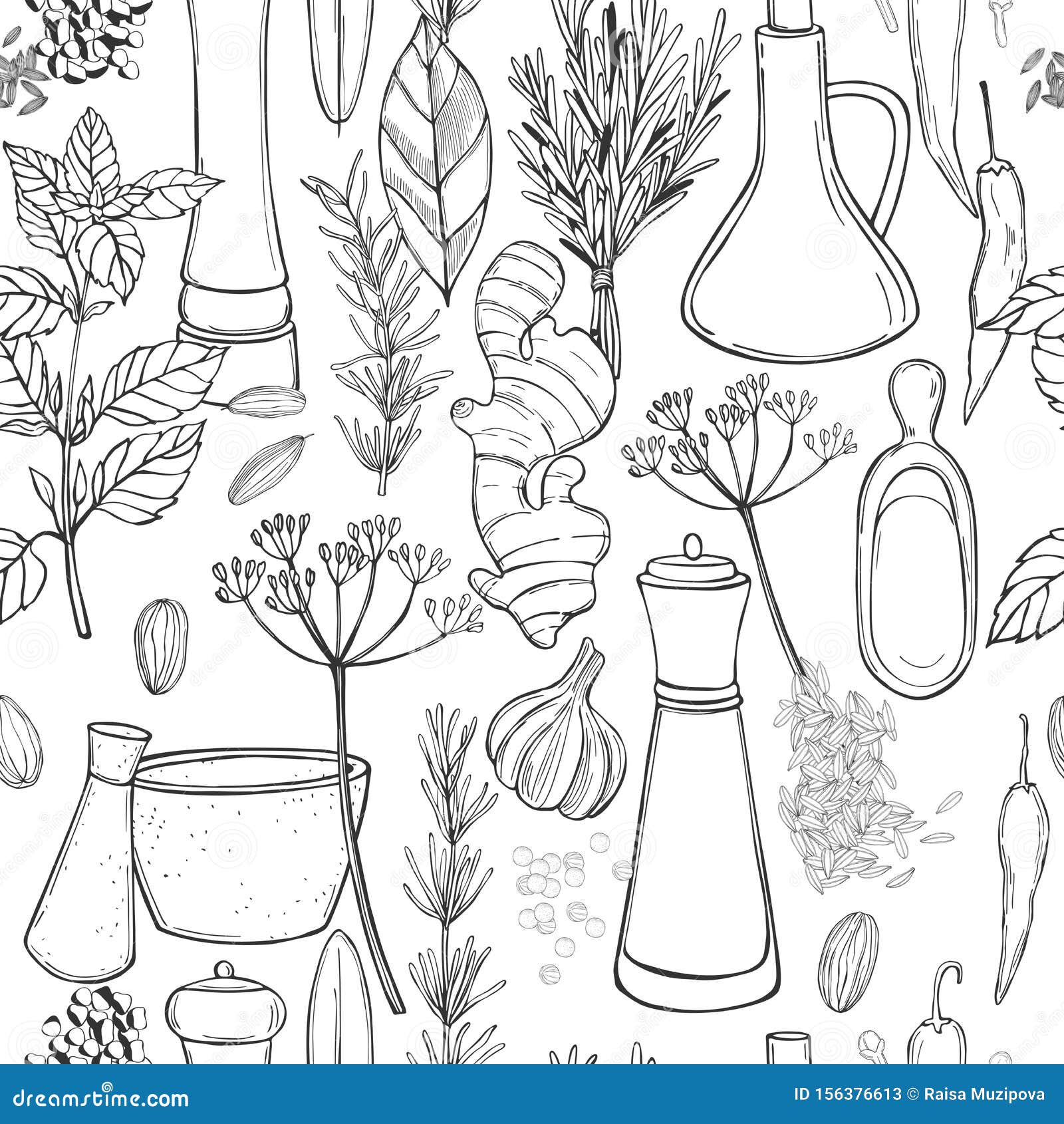 Hand Drawn Spices and Herbs. Vector Pattern Stock Vector - Illustration ... Hand Drawn Spices and Herbs. Vector Pattern Stock Vector - Illustration ...