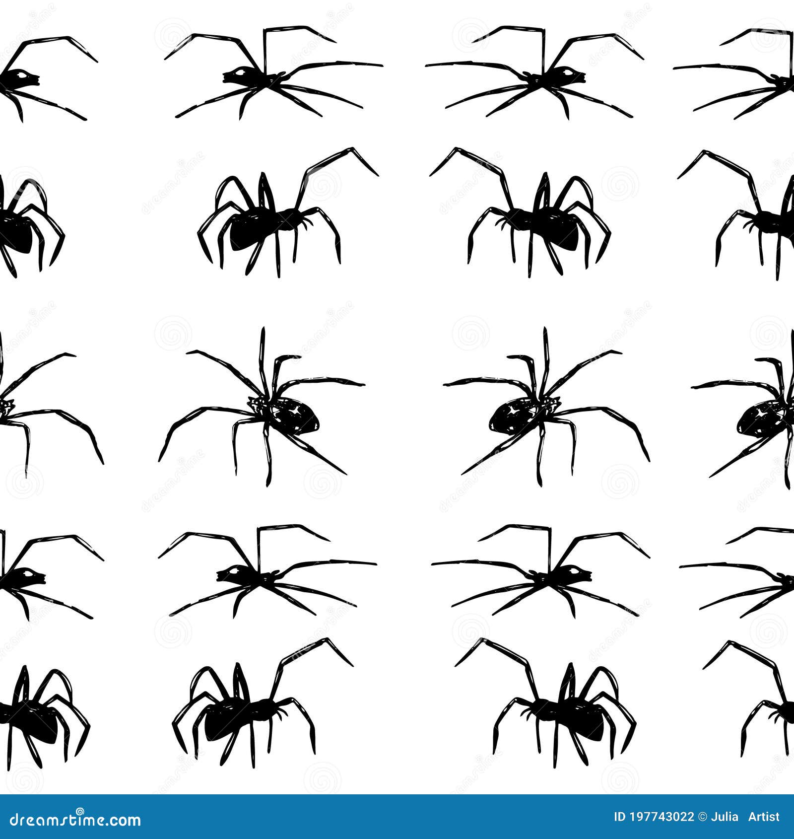 Hand Drawn Spiders Pattern. Halloween Decoration. Stock Vector ...