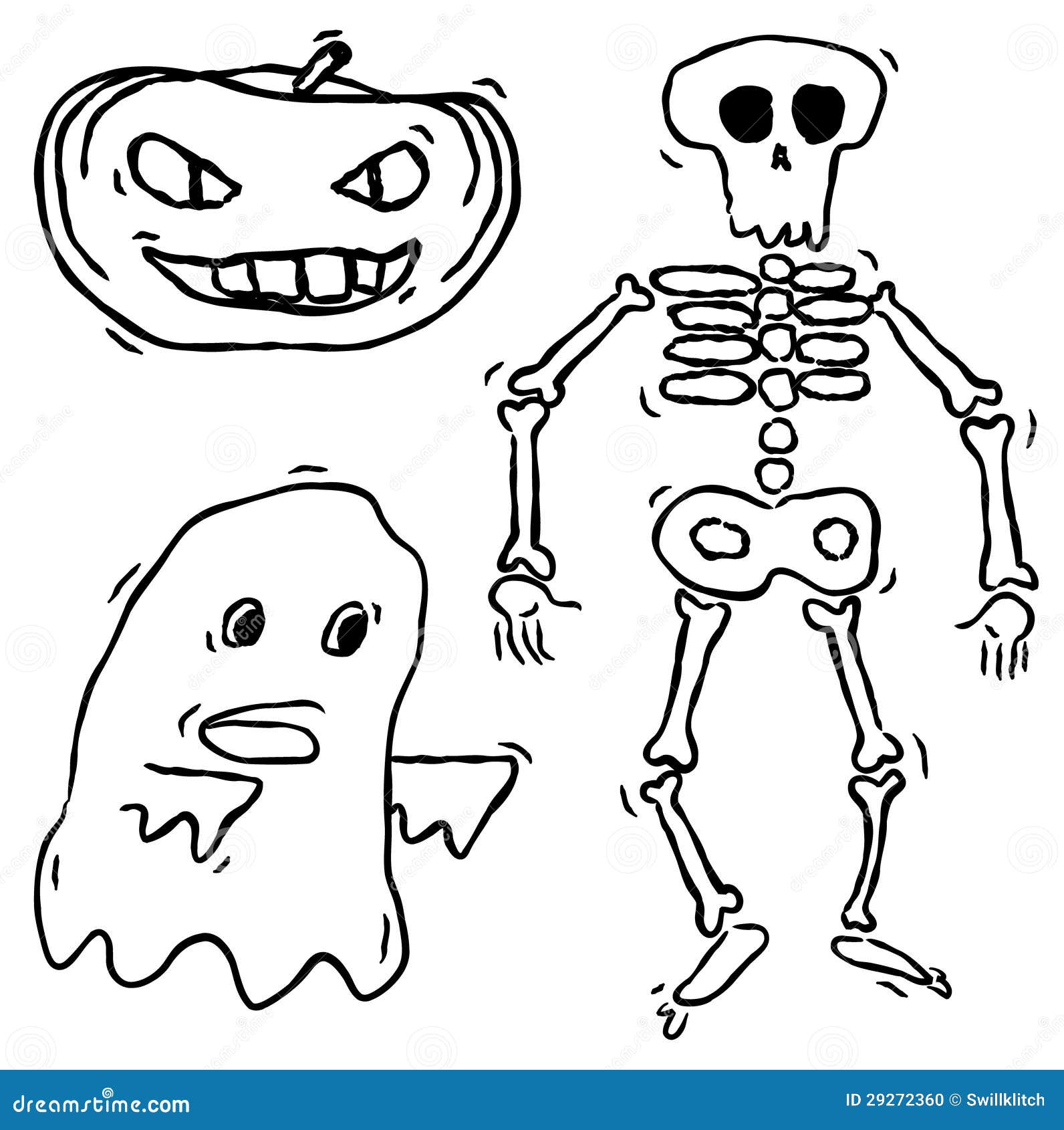 Hand Drawn Spooky Creatures Stock Vector - Illustration of fear, dark ...