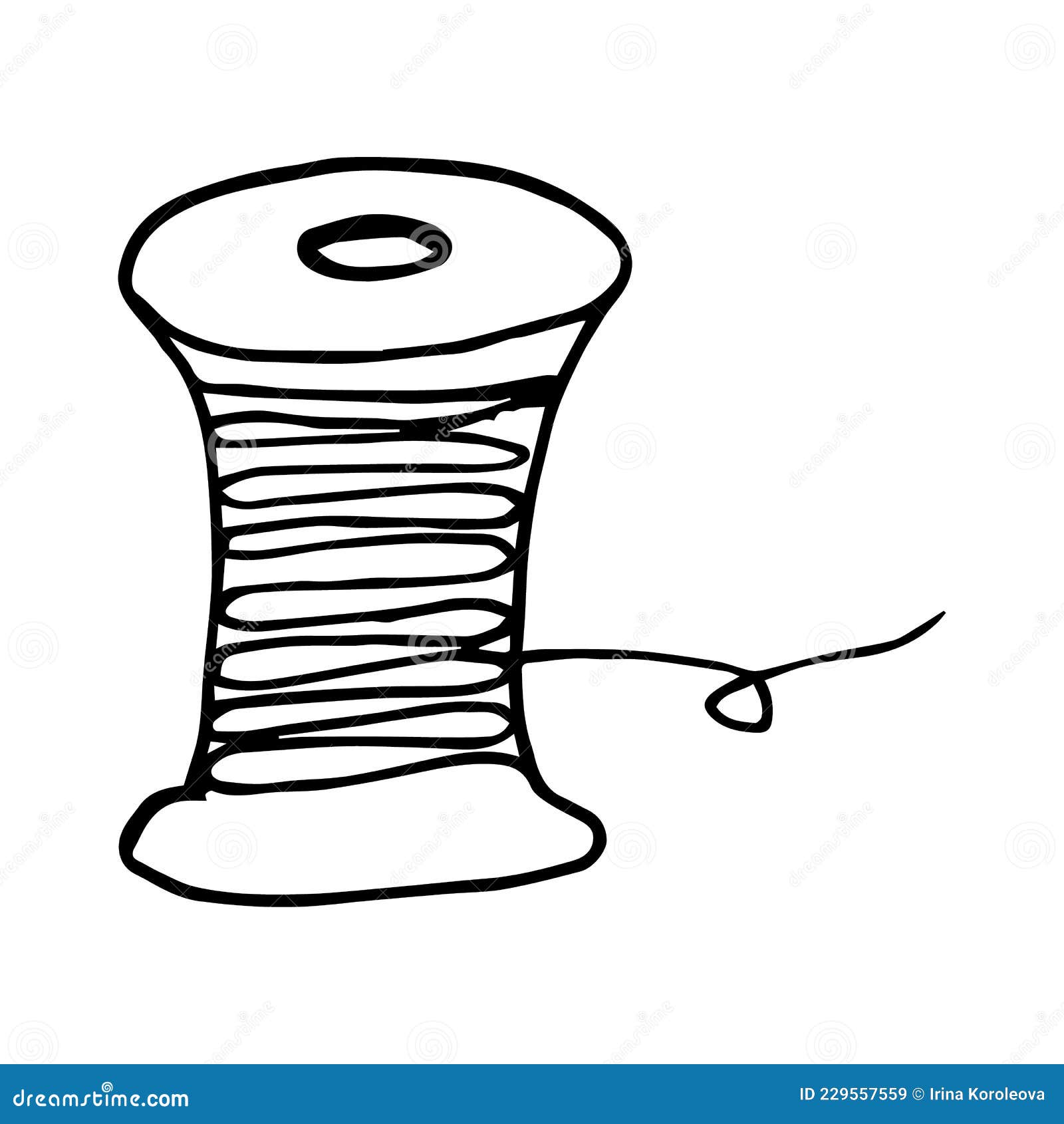 Hand Drawn Spool Thread Illustration. Spool of Thread for Needlework ...
