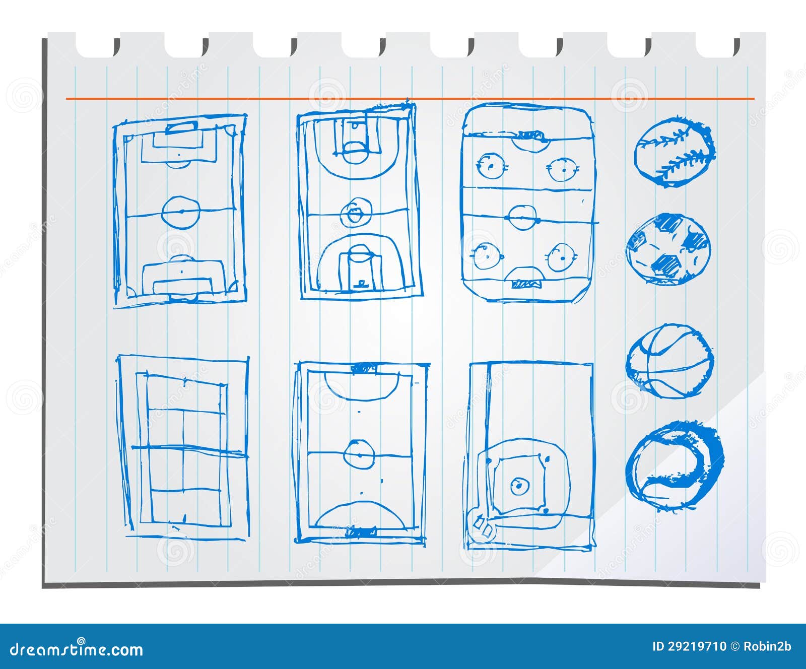 Hand drawn sport fields stock vector. Illustration of field - 29219710