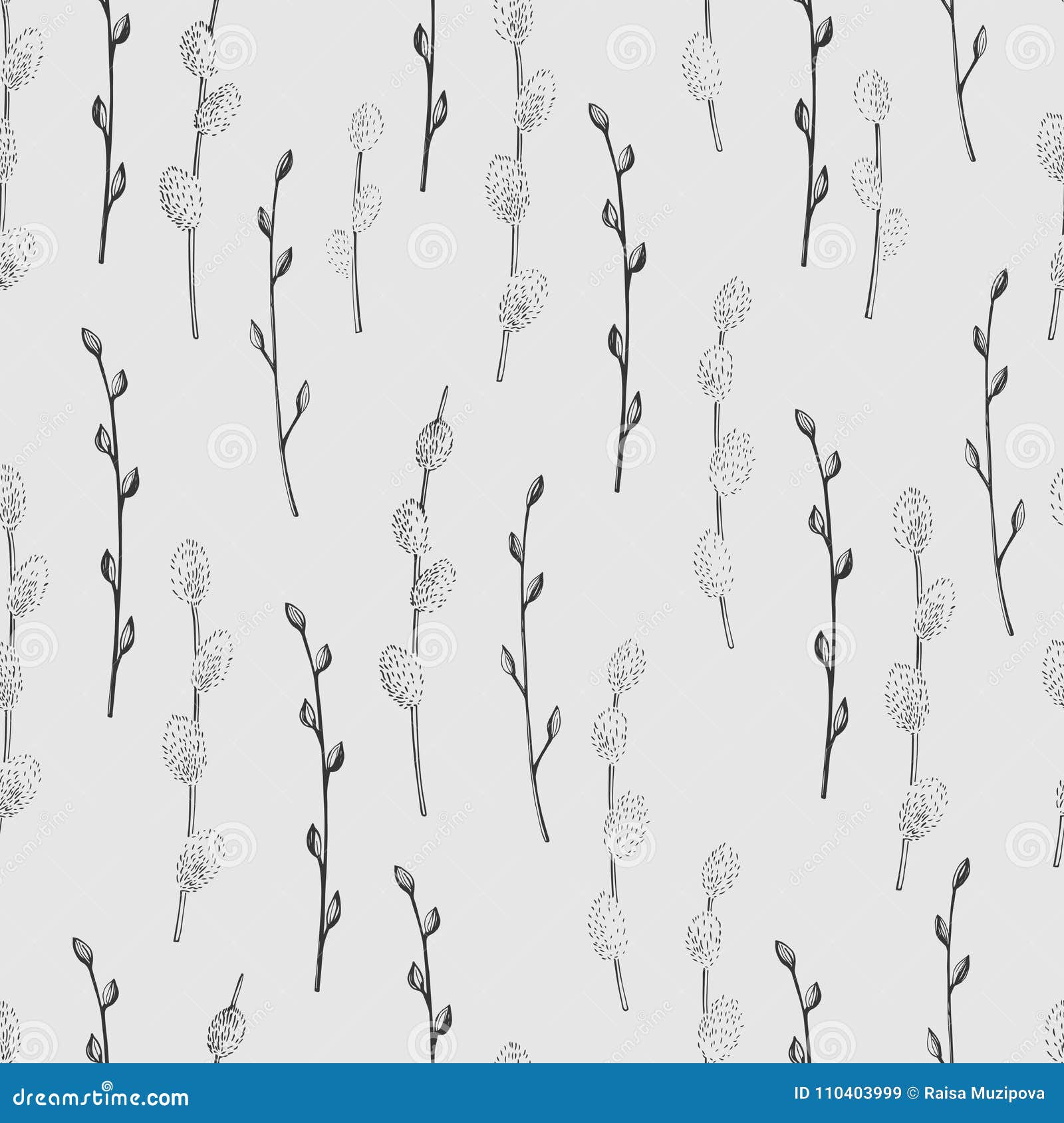 Hand Drawn Spring Branch with Buds. Verba Stock Vector - Illustration ... Hand Drawn Spring Branch with Buds. Verba Stock Vector - Illustration ...