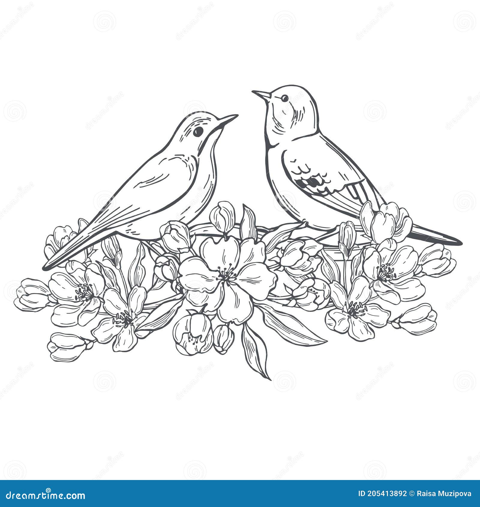 Hand Drawn Spring Flowers. Vector Sketch Illustration Stock Vector ...