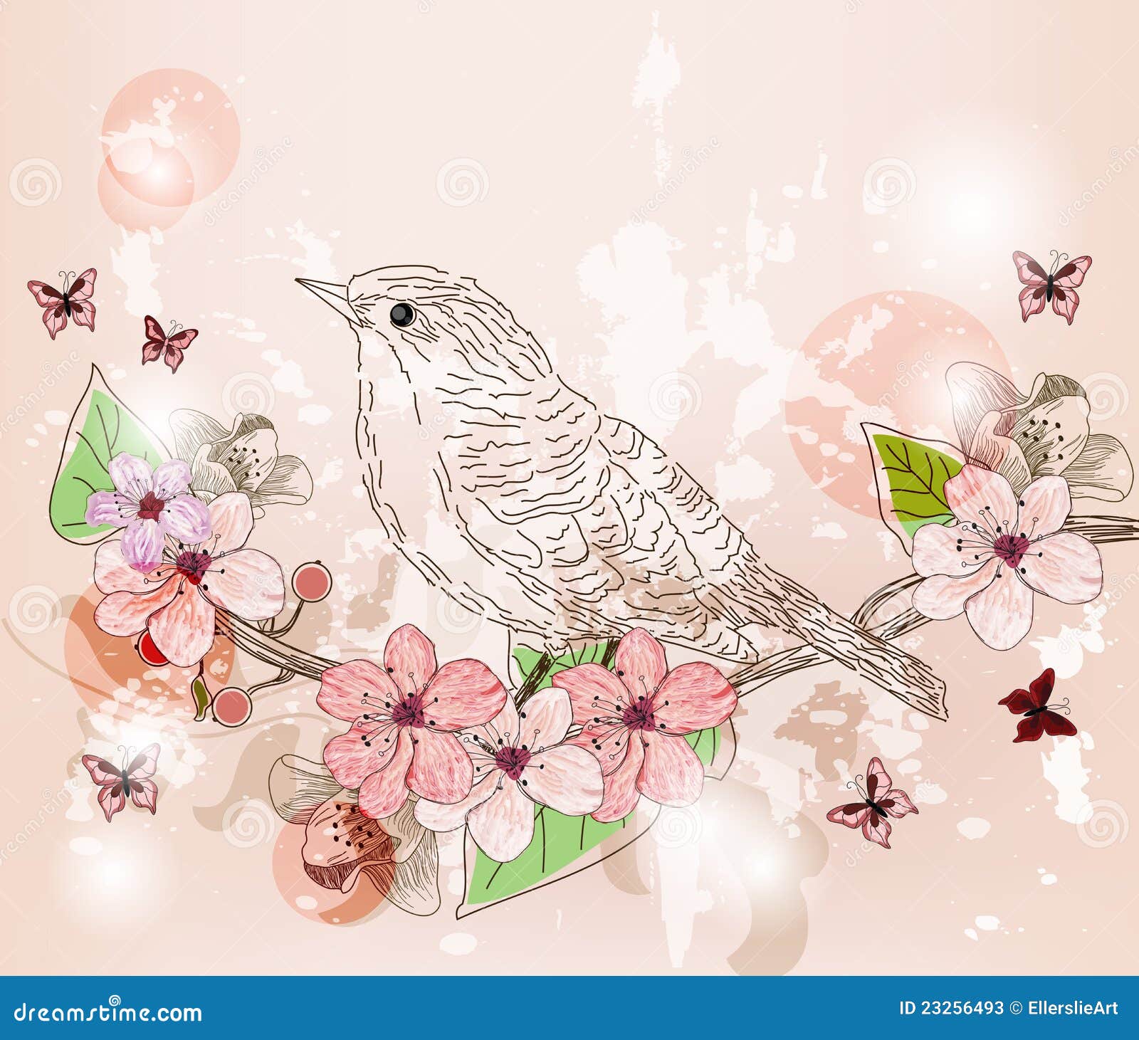 Hand drawn spring scenery stock vector. Illustration of artwork - 23256493