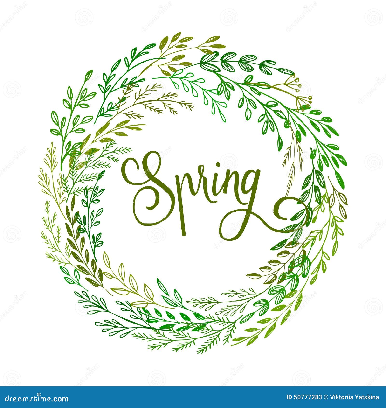 Hand Drawn Spring Wreath. Vector Illustration Stock Vector ...