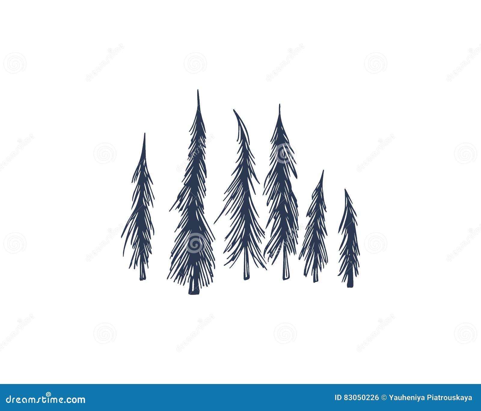 Hand drawn spruce trees stock vector. Illustration of snow - 83050226