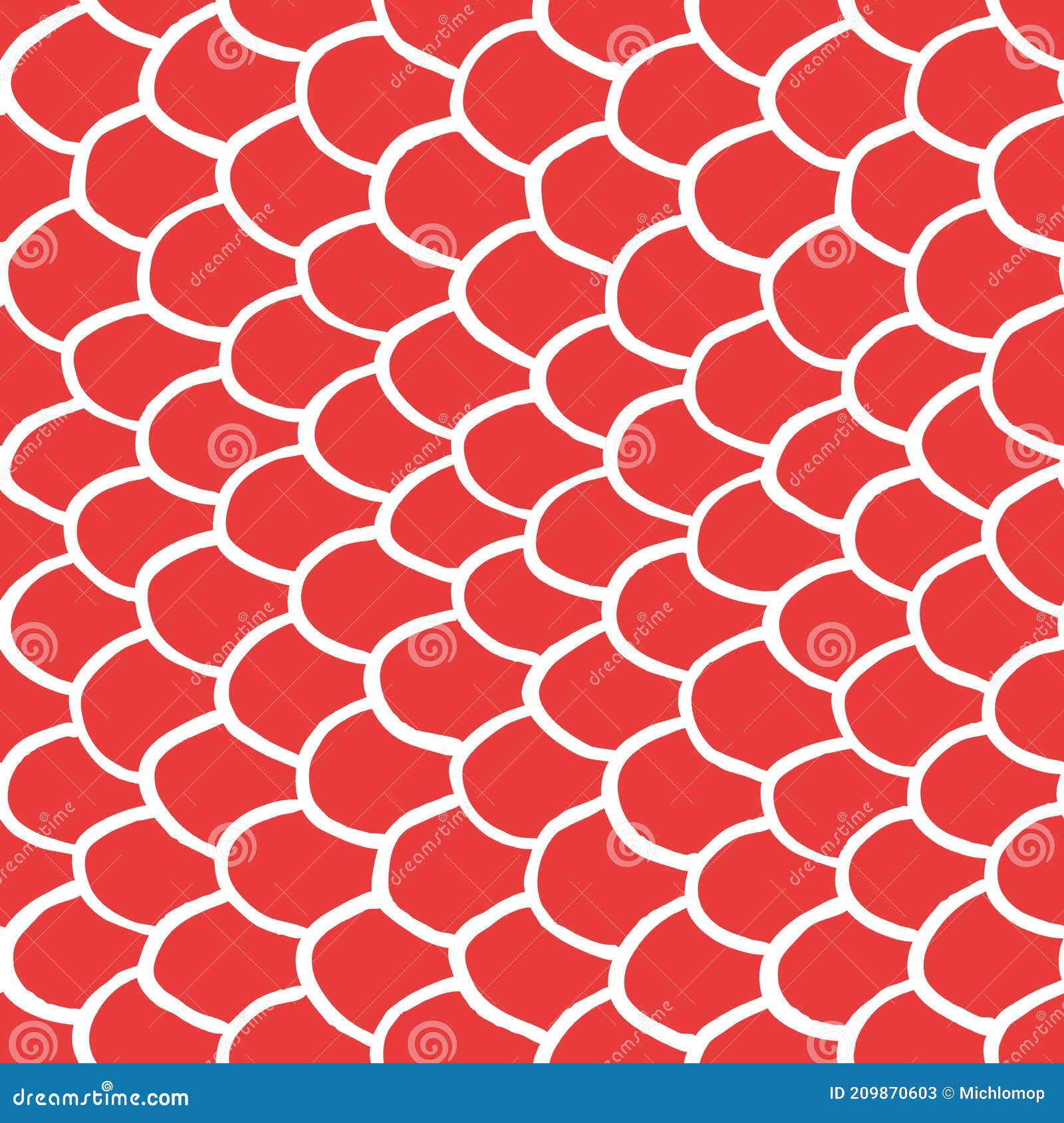 Hand Drawn Squama Seamless Pattern. Vector Illustration Scales or ...