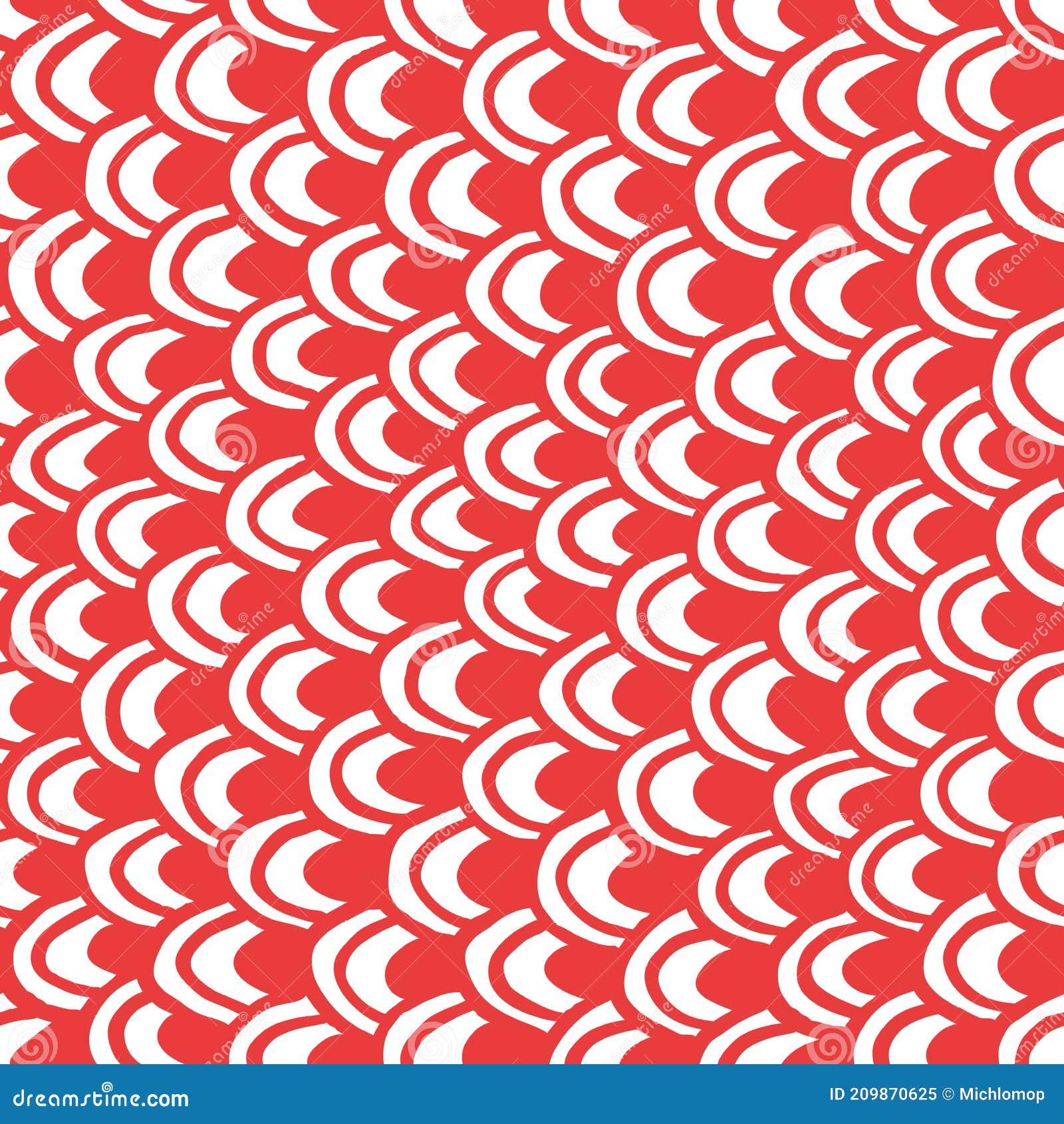 Hand Drawn Squama Seamless Pattern. Vector Illustration Scales or ...