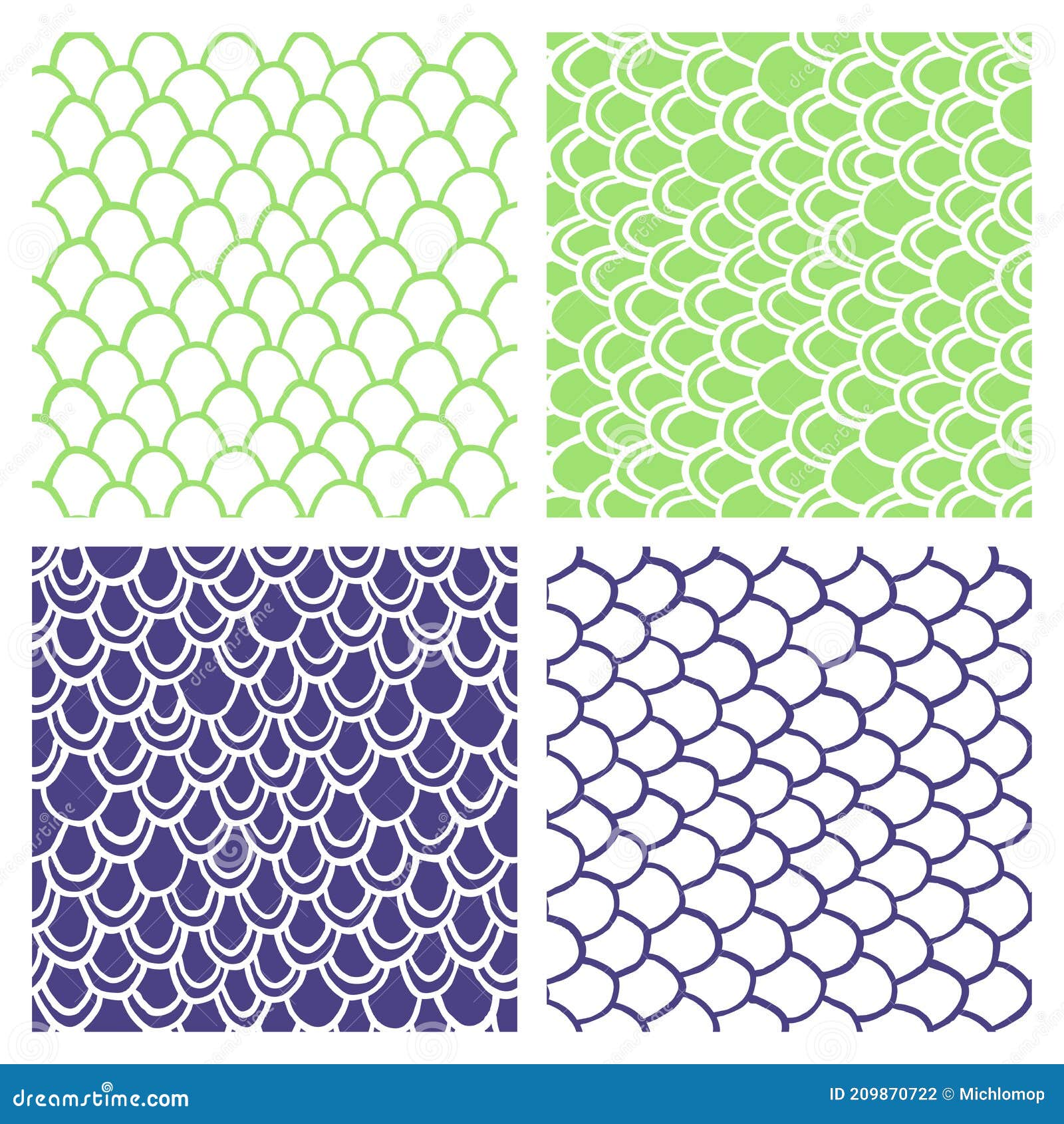 Hand Drawn Squama Seamless Pattern. Vector Illustration Scales or ...