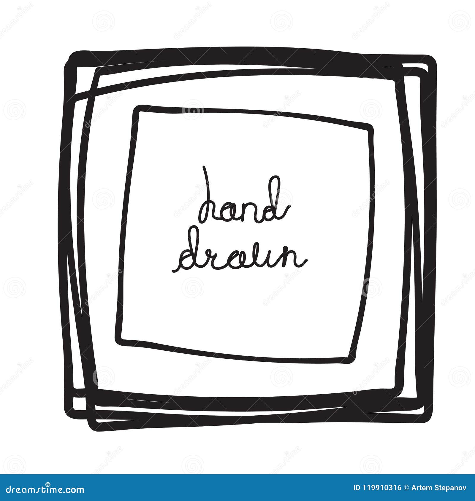 Hand Drawn Square Frame stock vector. Illustration of drawing - 119910316