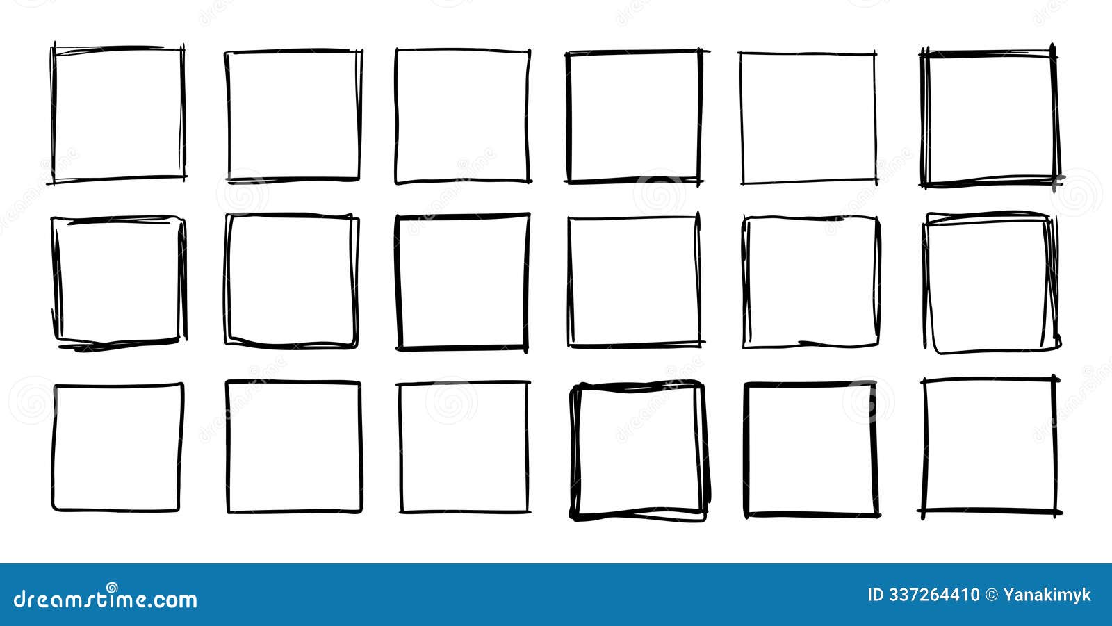 Hand Drawn Square Frames. Doodle Line Square Frame. Vector Borders ...