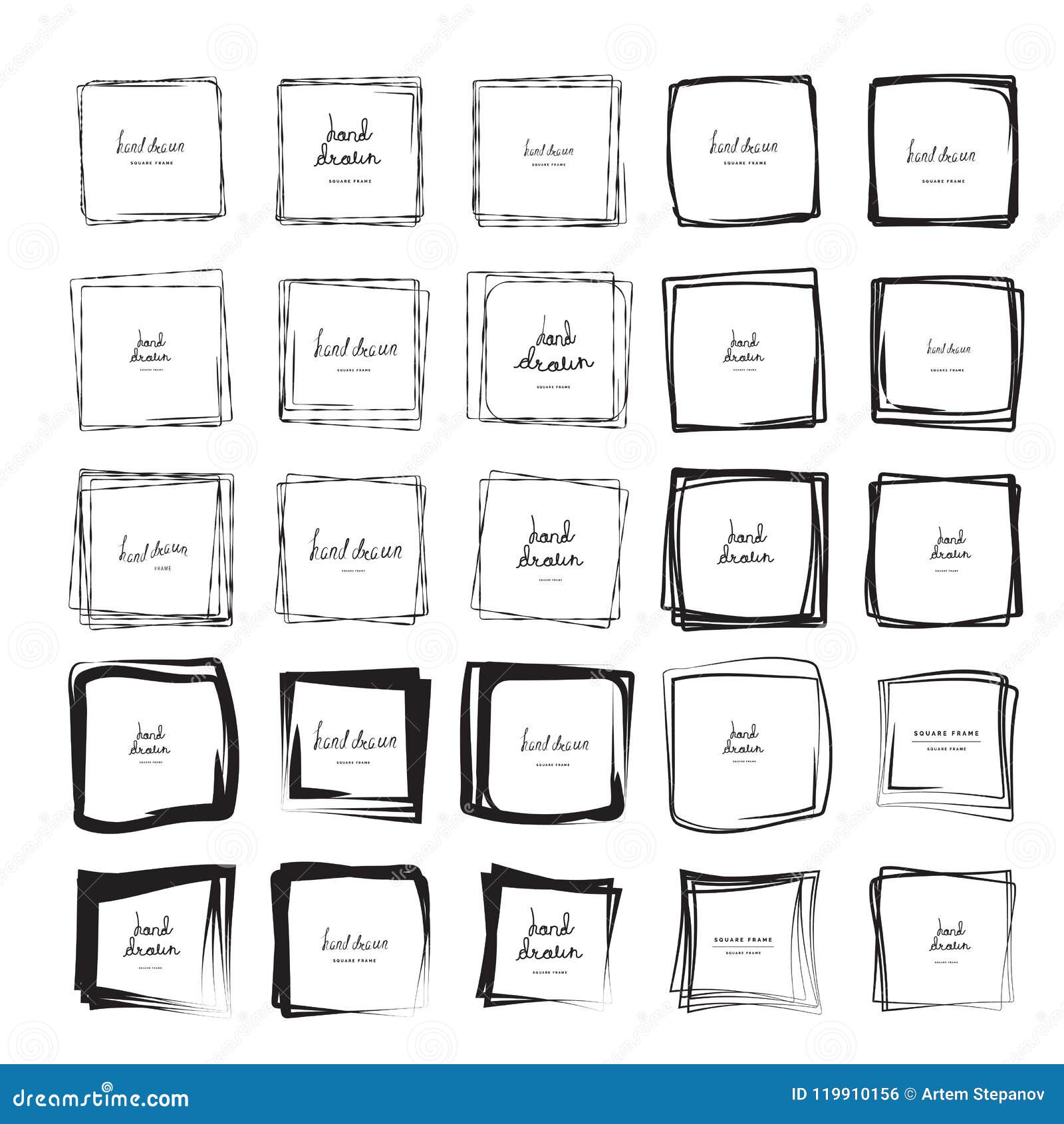 Hand Drawn Square Frames stock vector. Illustration of lines - 119910156