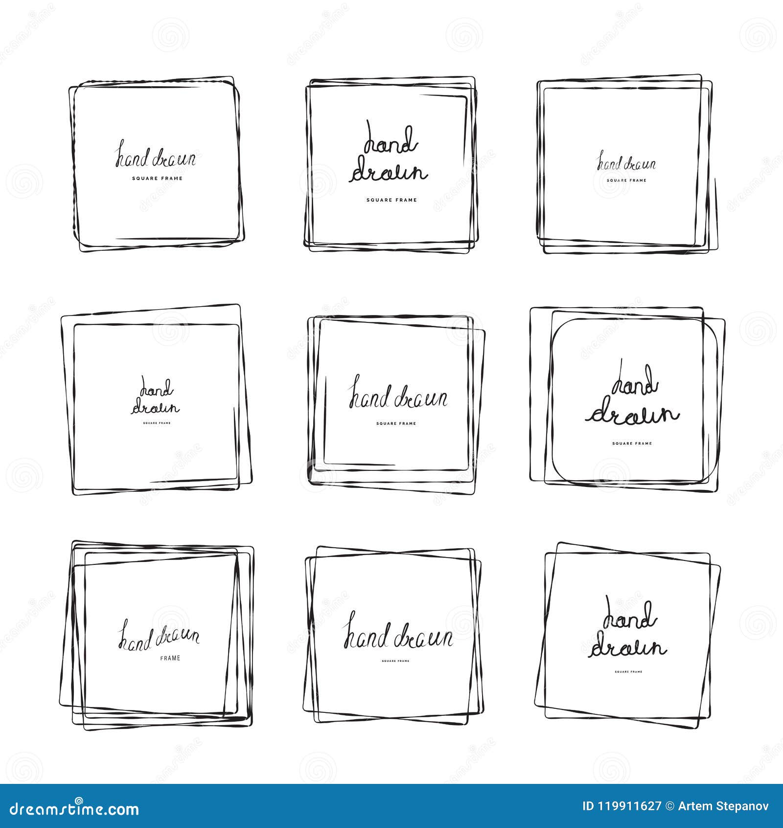Hand Drawn Square Frames stock vector. Illustration of ballpoint ...