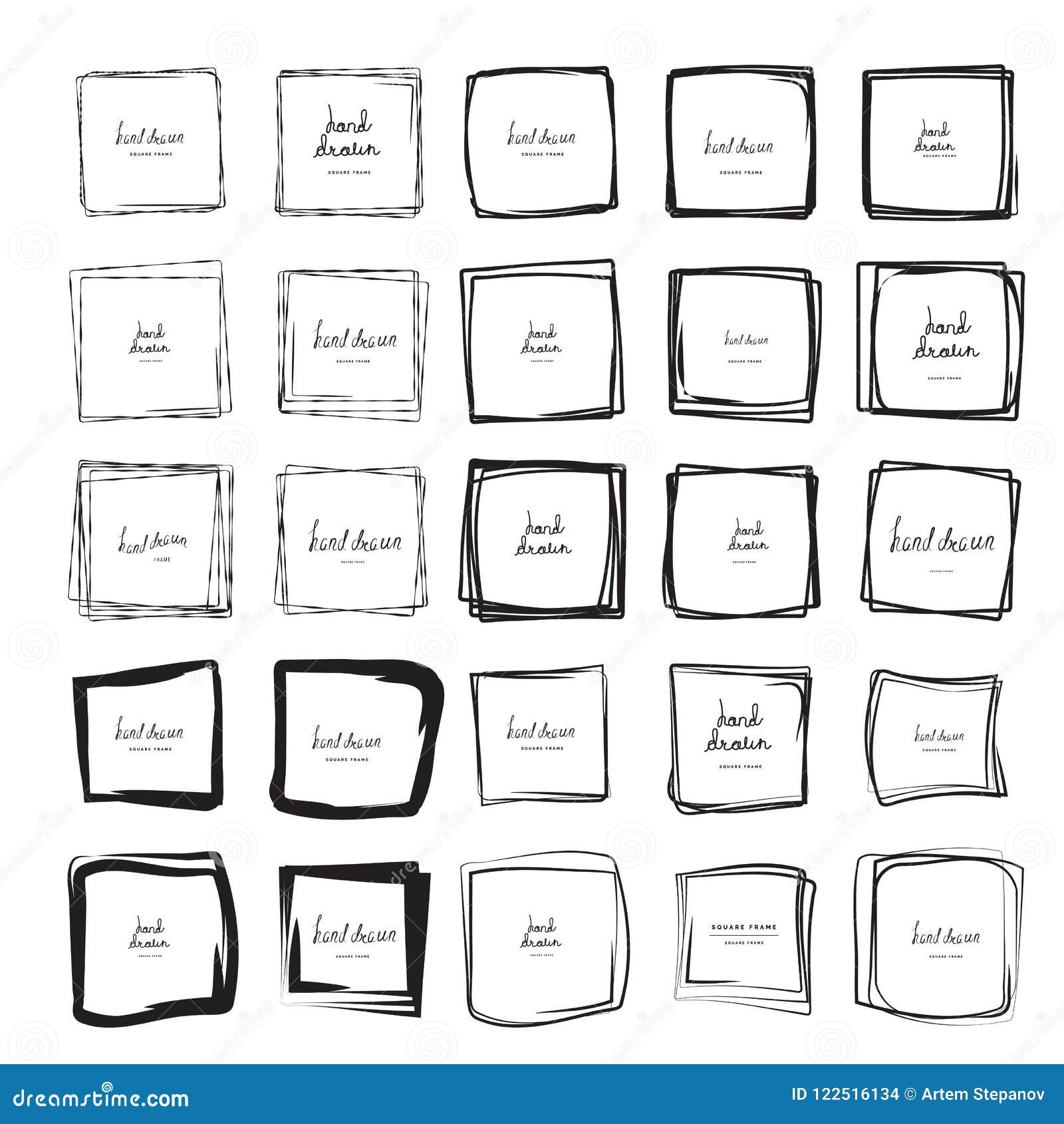 Hand Drawn Square Frames stock vector. Illustration of highlighted ...
